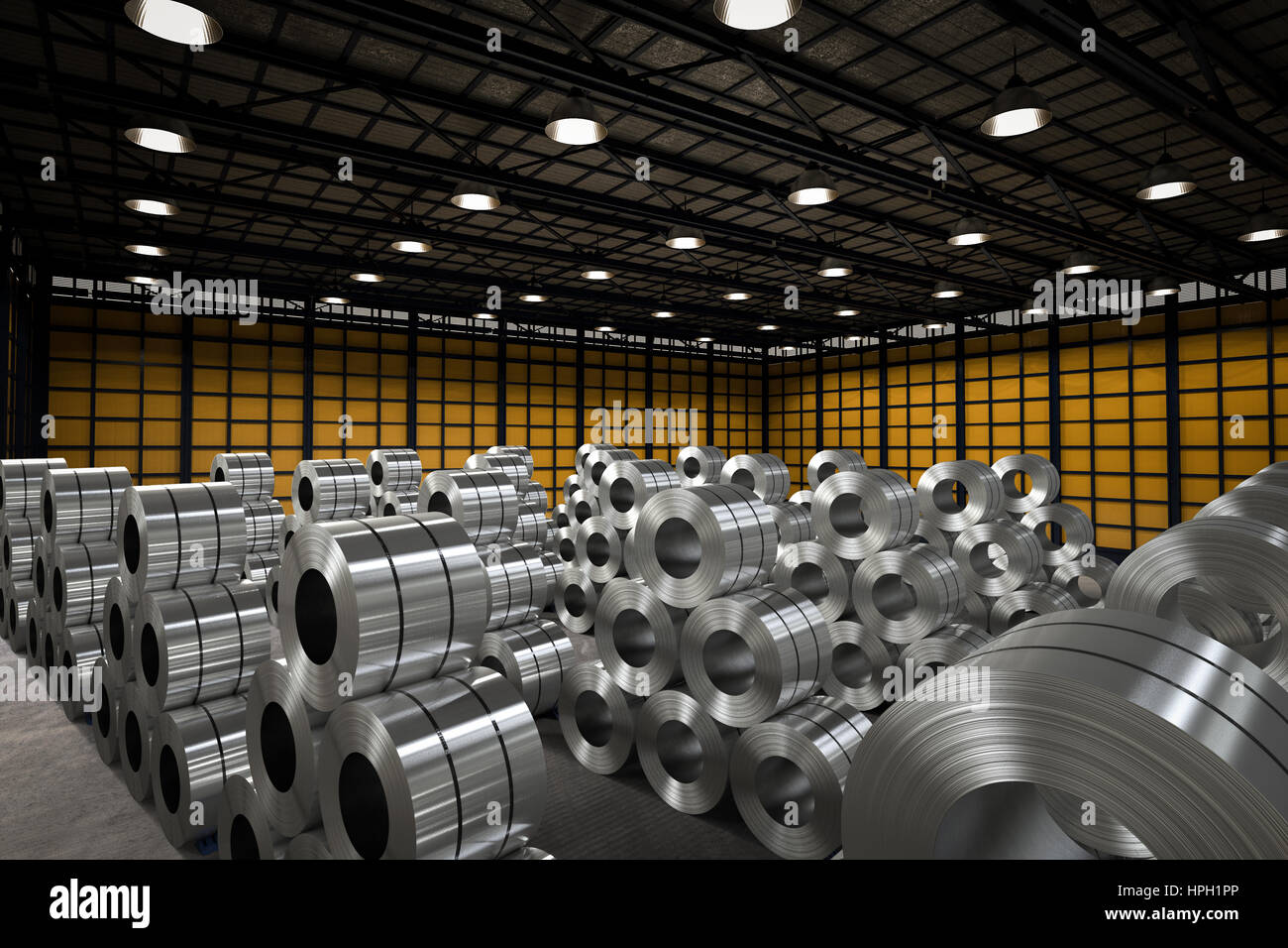 3d rendering roll of steel sheet in factory Stock Photo - Alamy