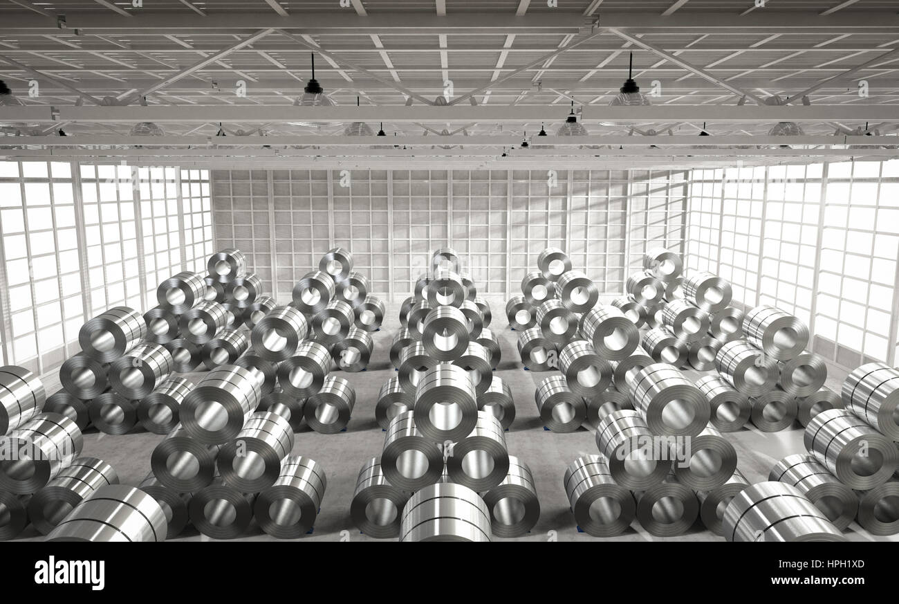 3d rendering roll of steel sheet in factory Stock Photo - Alamy