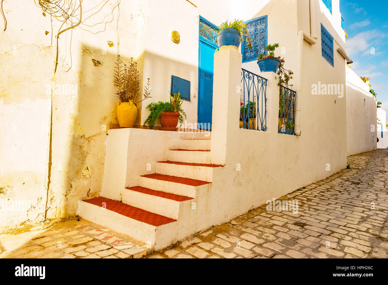 Sidi Bou Said, famouse village with traditional tunisian architecture ...