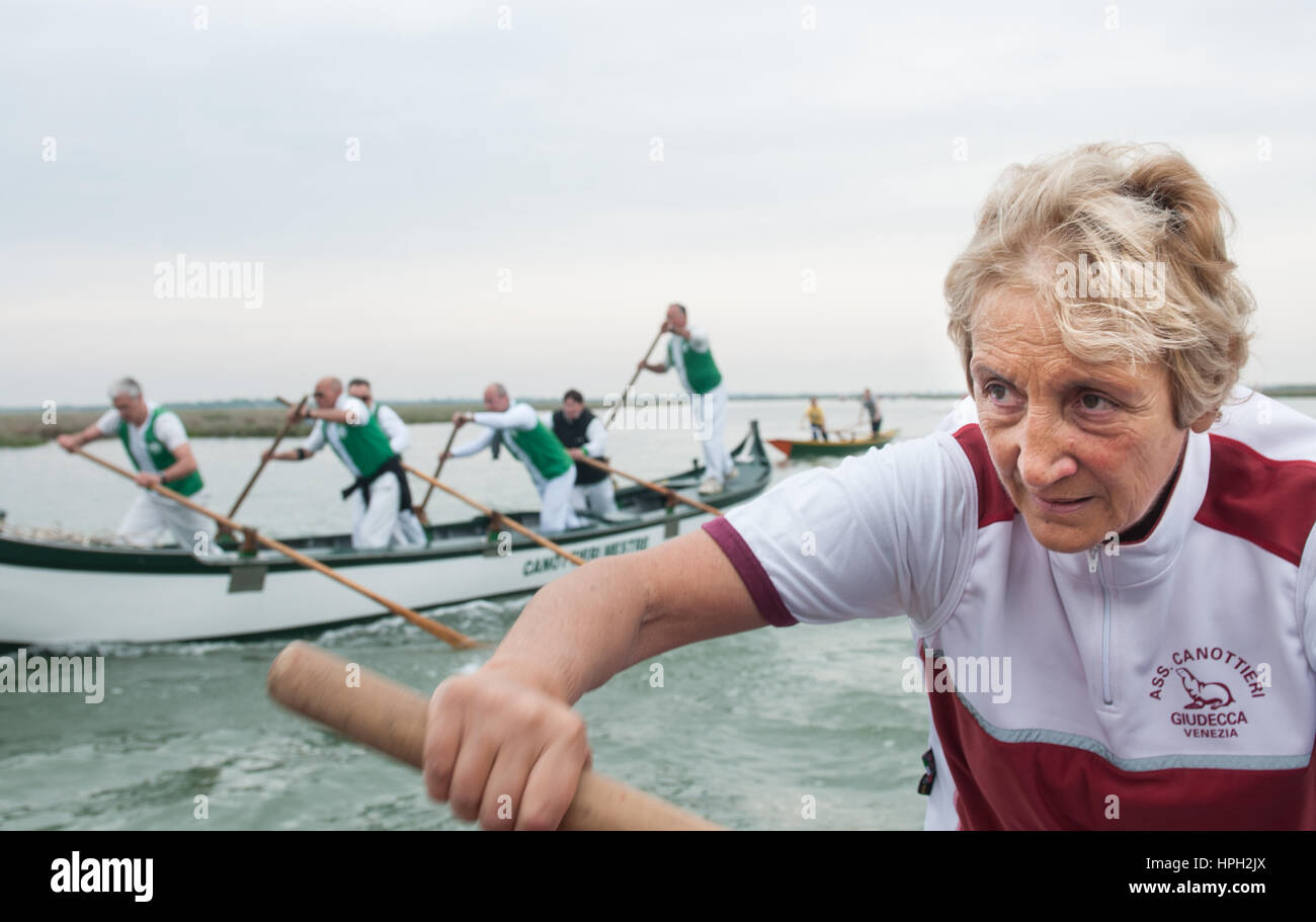 VENICE, ITALY: Rowers during a regatta in the venetian lagoon, Italy ...