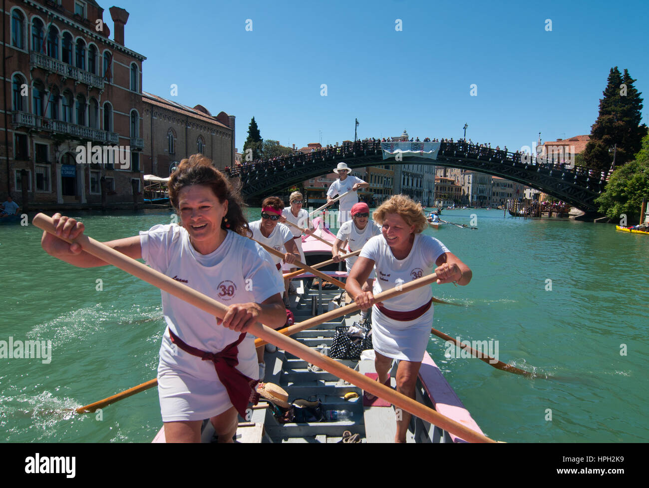 VENICE, ITALY: Rowers during a regatta in the Canal Grande in Venice ...