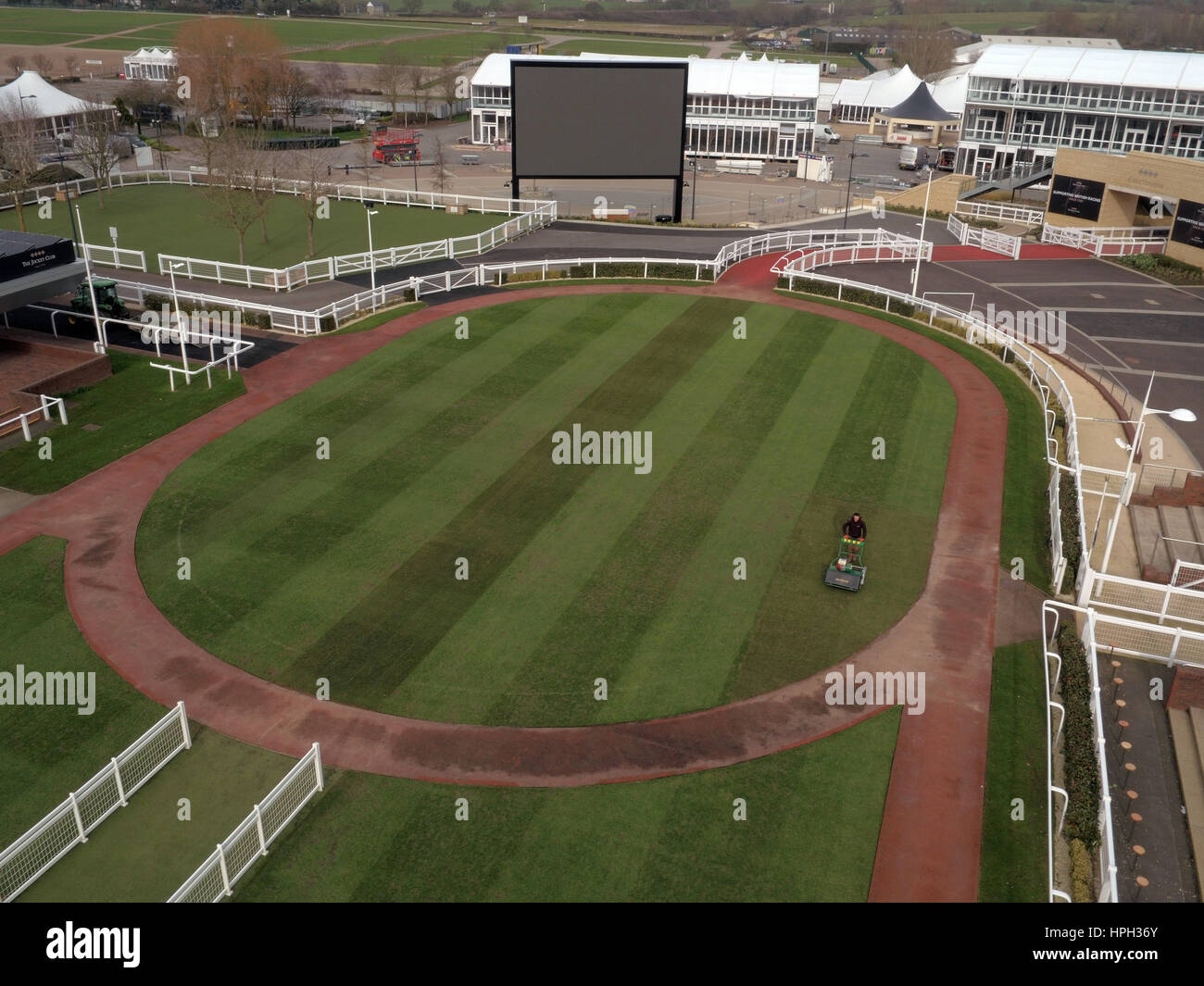 An aerial view of the parade ring and winners enclosure ahead of The ...