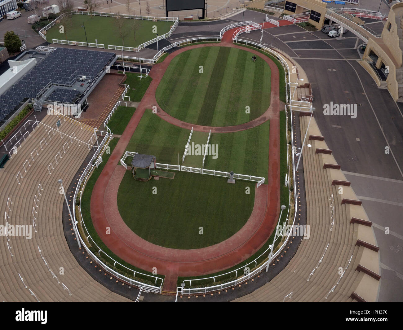 An aerial view of the parade ring and winners enclosure ahead of The ...