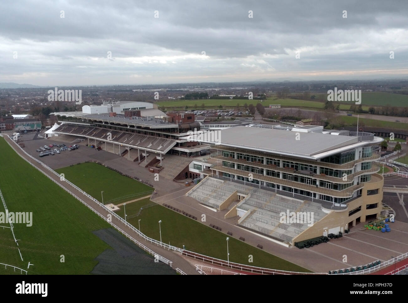 An aerial view of the main stand ahead of The Festival meeting at ...