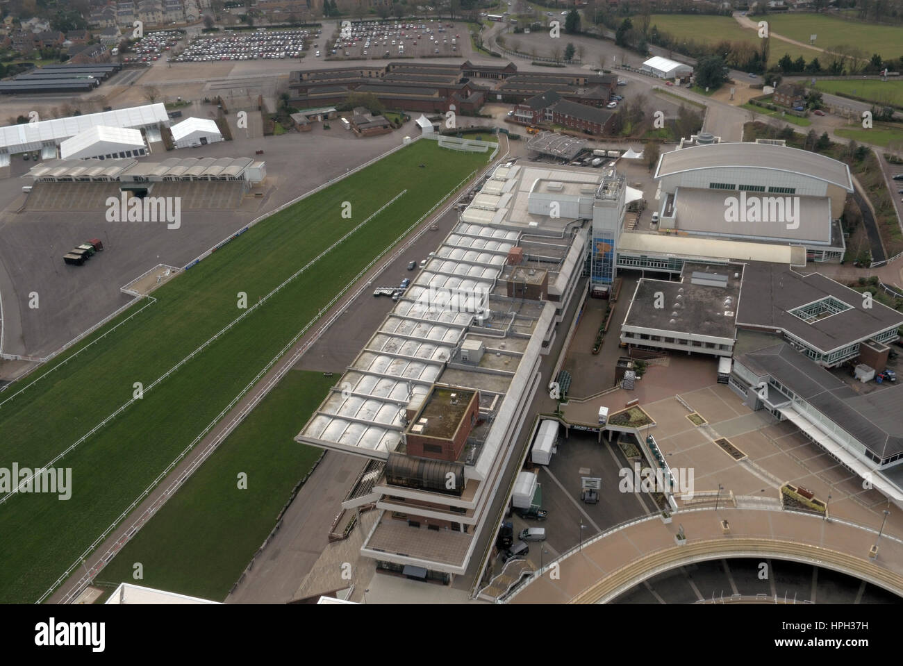 An aerial view of the finish straight ahead of The Festival meeting at ...
