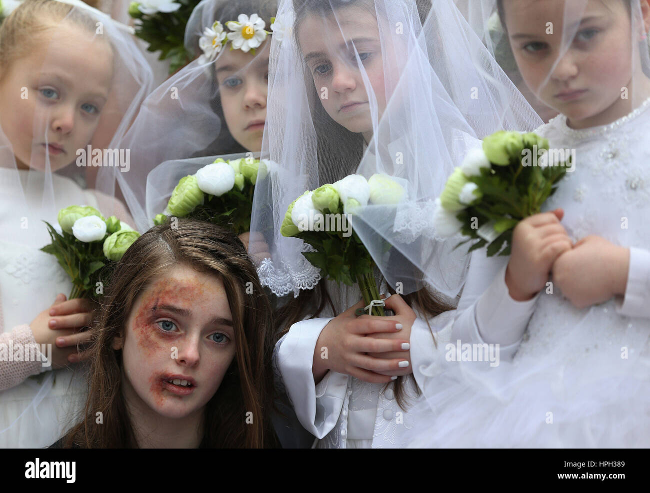 Girls dressed as child brides and sufferers of gender-based violence ...