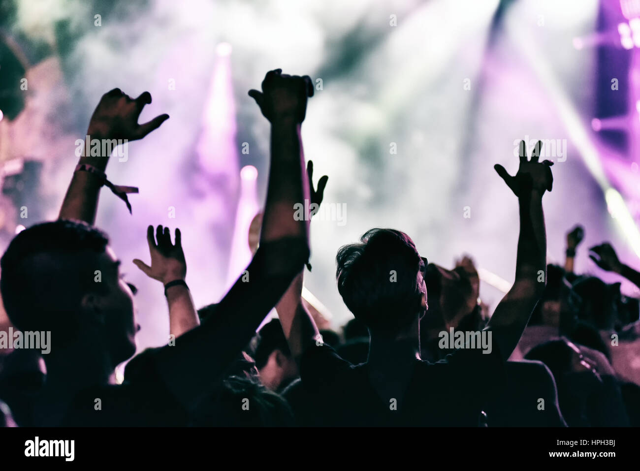 Concert crowd applauding at a music festival Stock Photo - Alamy