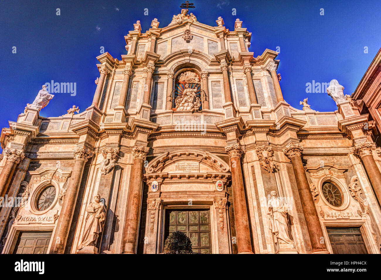 Facade of Cathedral of Santa Agatha, Catania duomo in Catania in Sicily ...