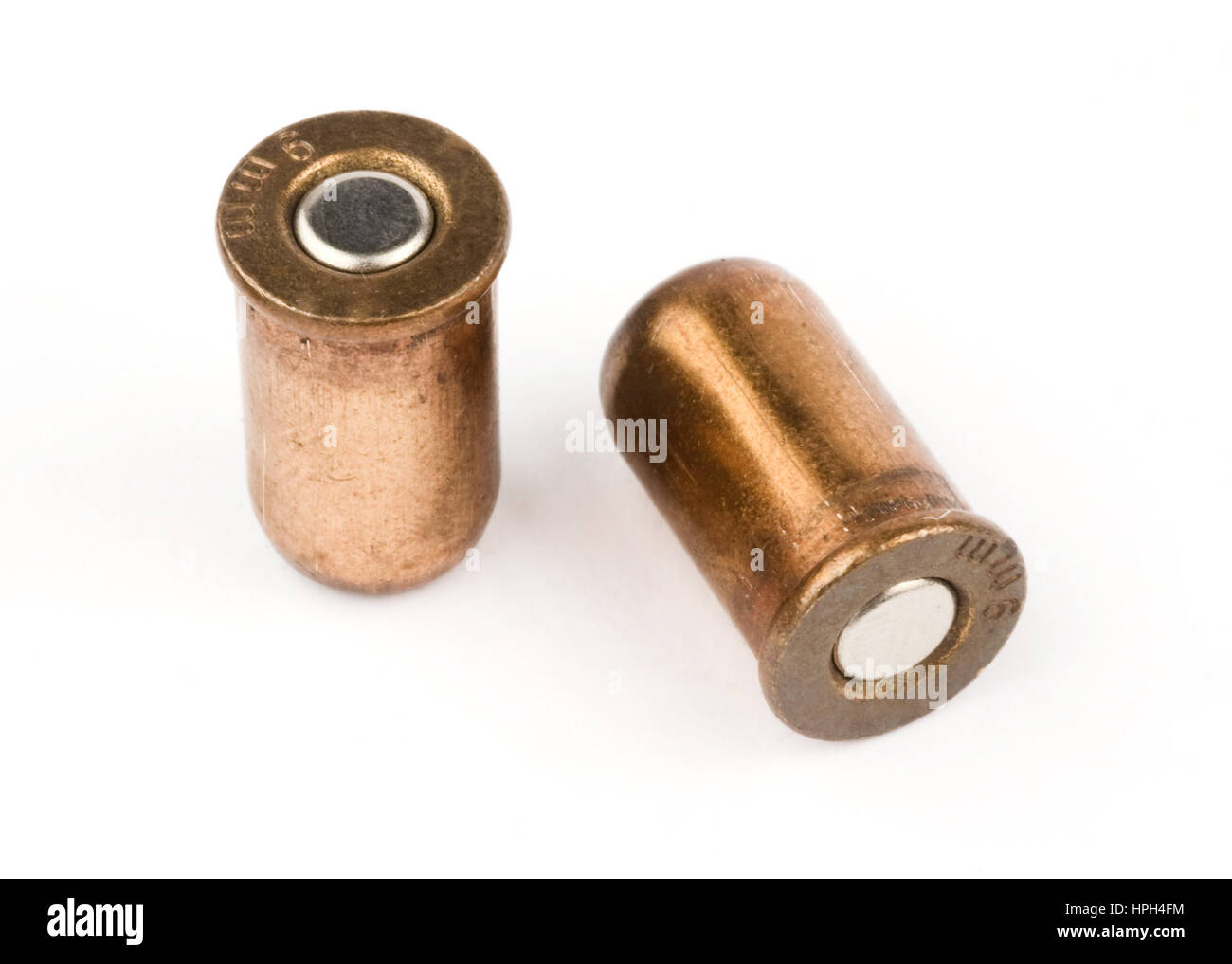 9mm bullets isolated on a white background Stock Photo - Alamy