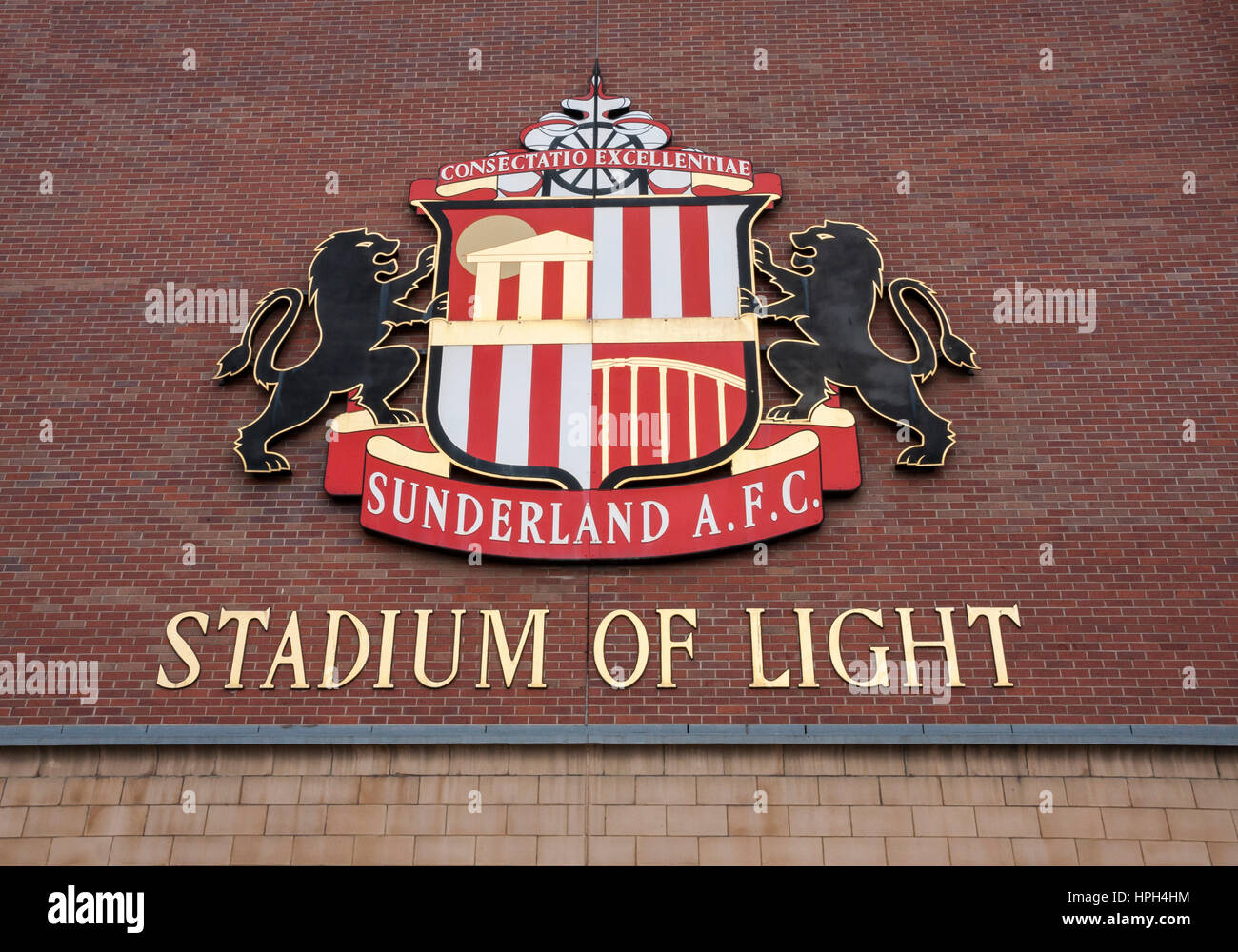 The Sunderland Football Club's crest on the wall at the Stadium of ...