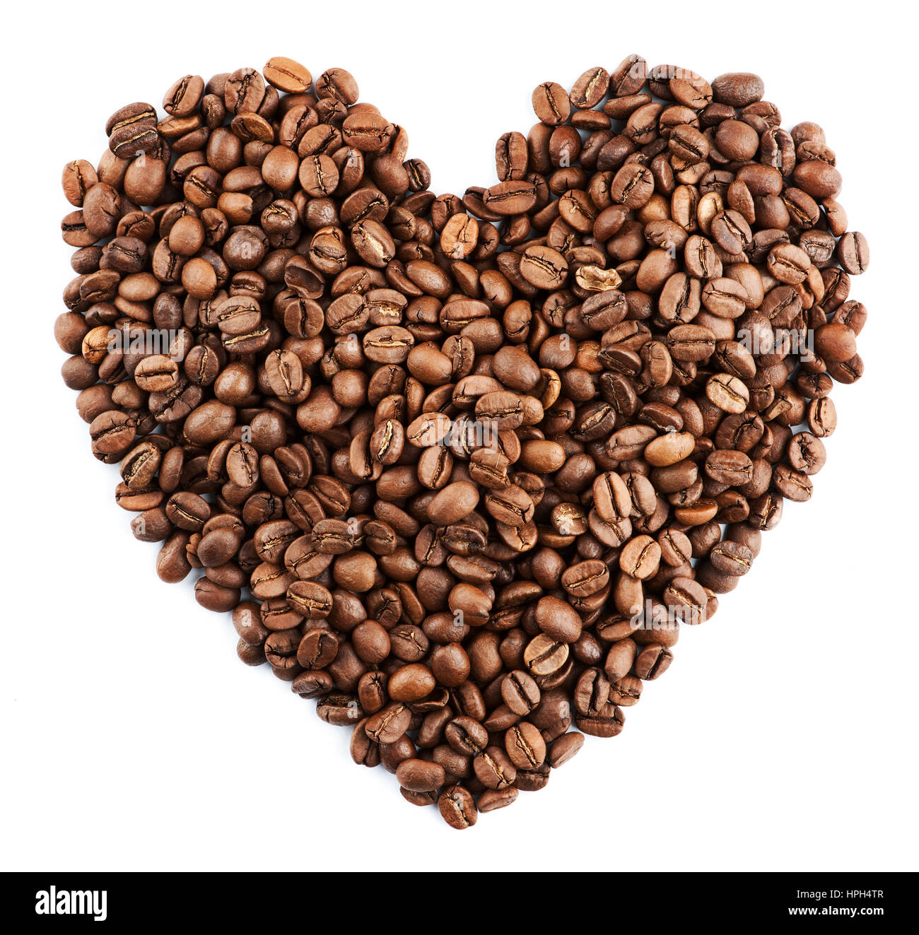 Heart of coffee beans isolated on white background. Love coffee concept ...