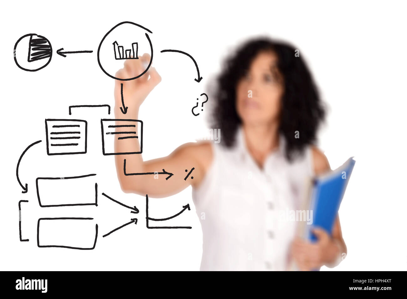 Teacher drawing a school plan on virtual screen. Education concept ...