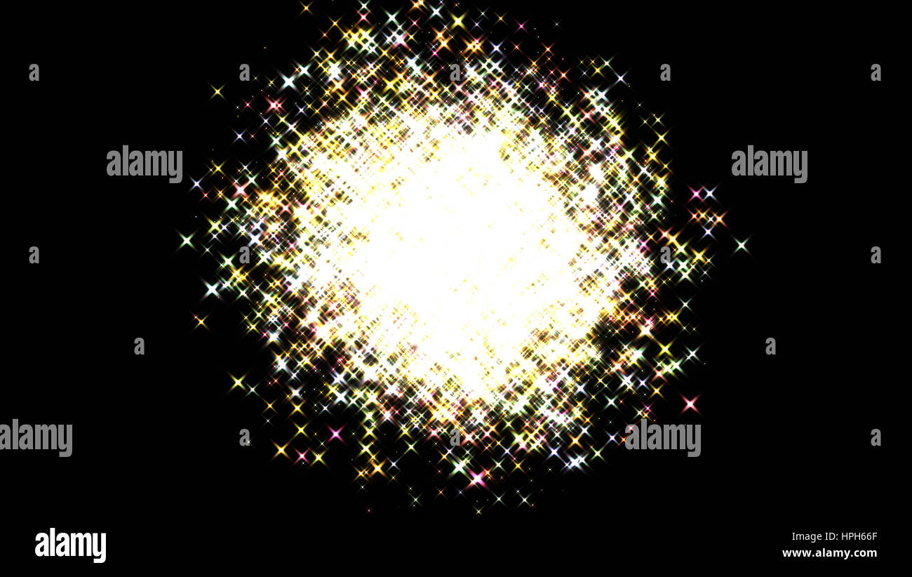 twinkling colourful star cluster in front of a black background Stock ...