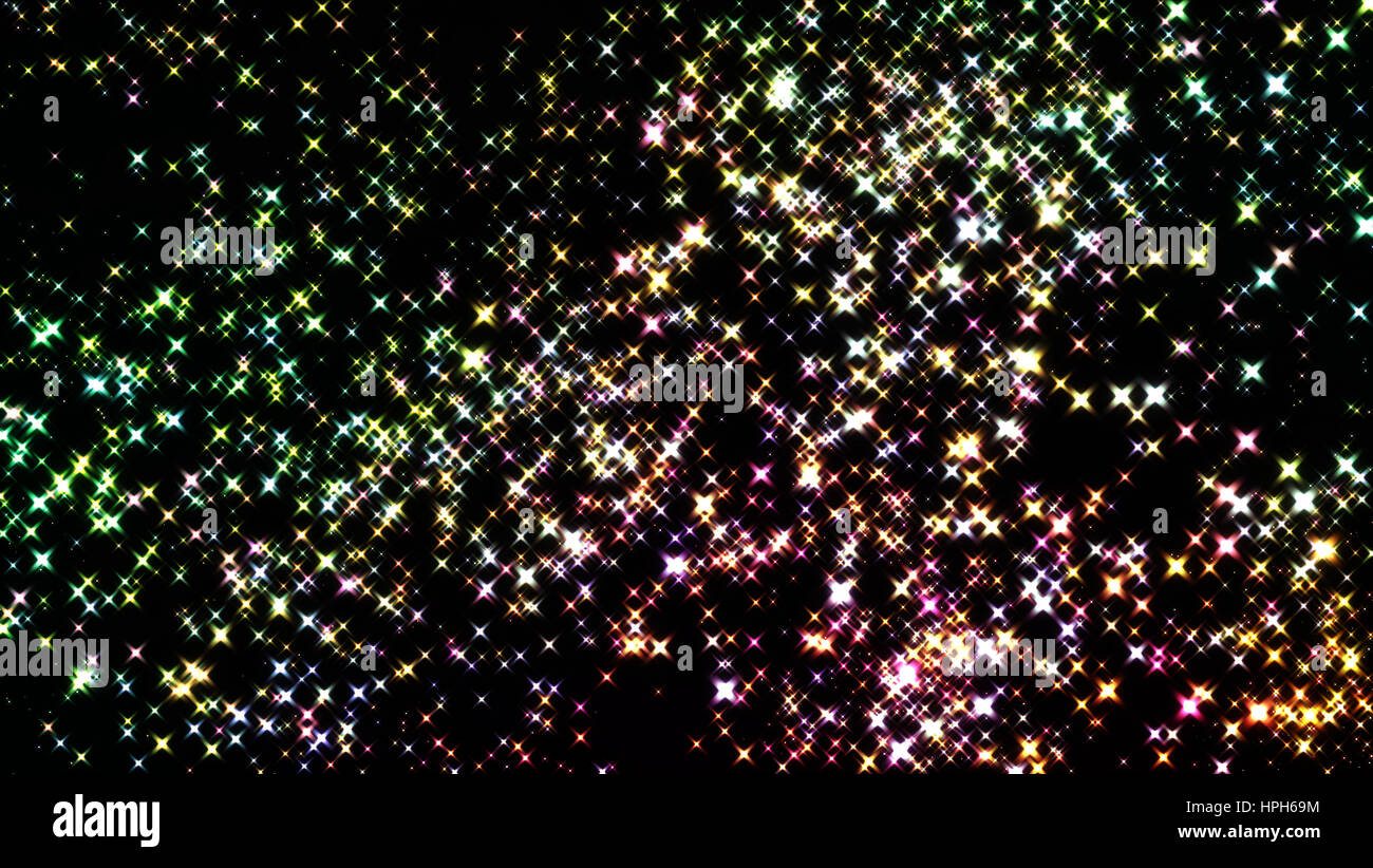 bright sparkling colourful stars on a black background Stock Photo - Alamy