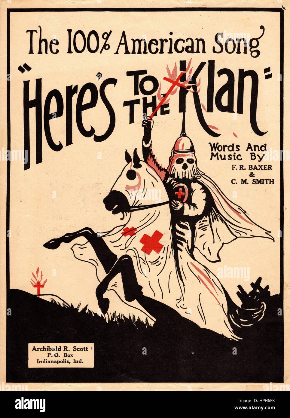 Here's to the Klan, Ku Klux Klan Sheet Music by F.R. Baxter & C.M Stock ...