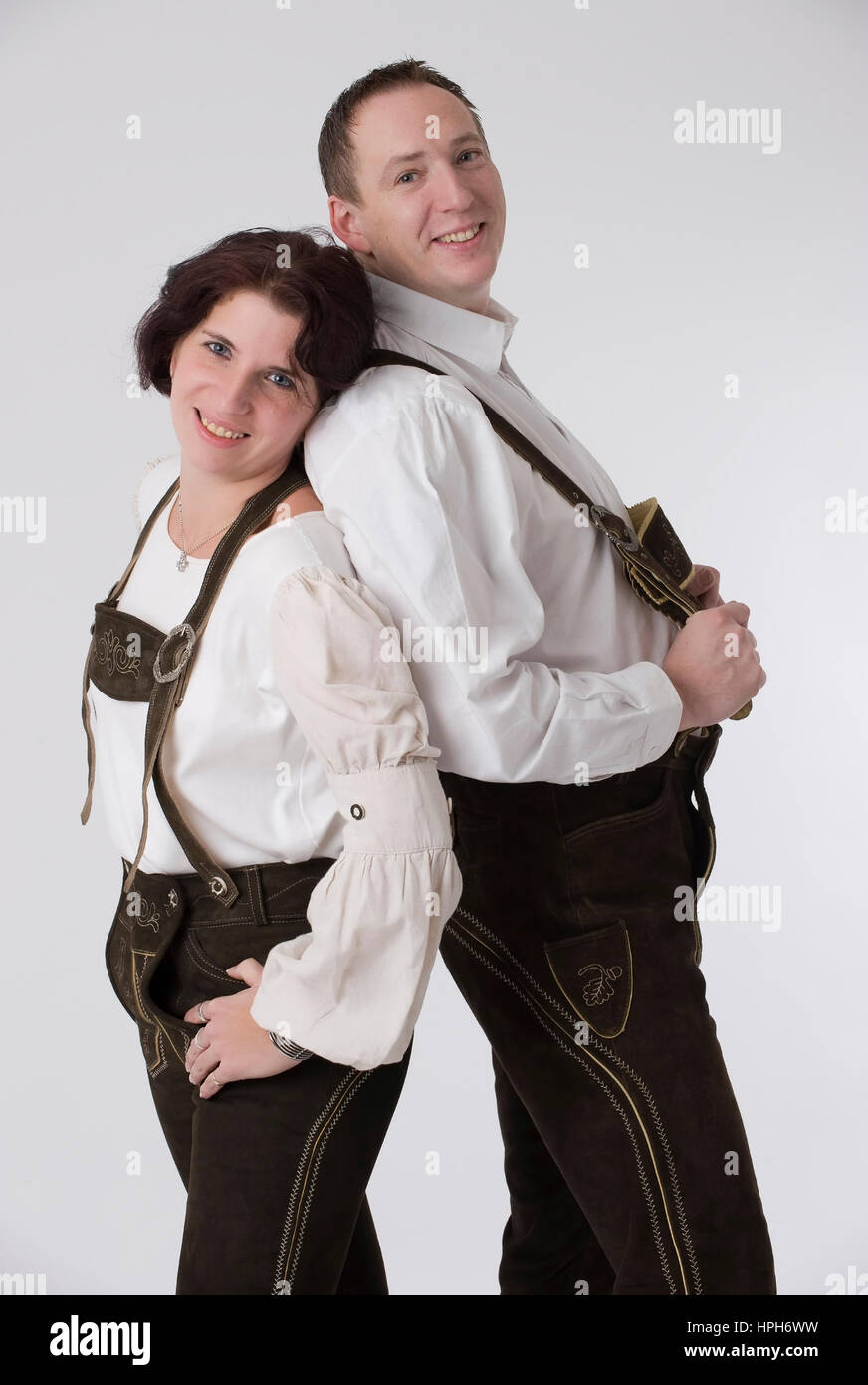 Paar in Lederhosen - couple in lederhosen, Model released Stock Photo ...