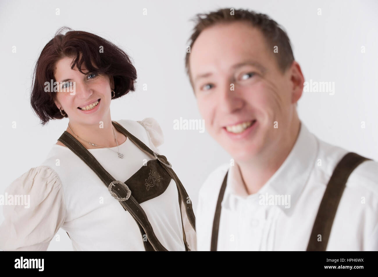 Paar in Lederhosen - couple in lederhosen, Model released Stock Photo ...