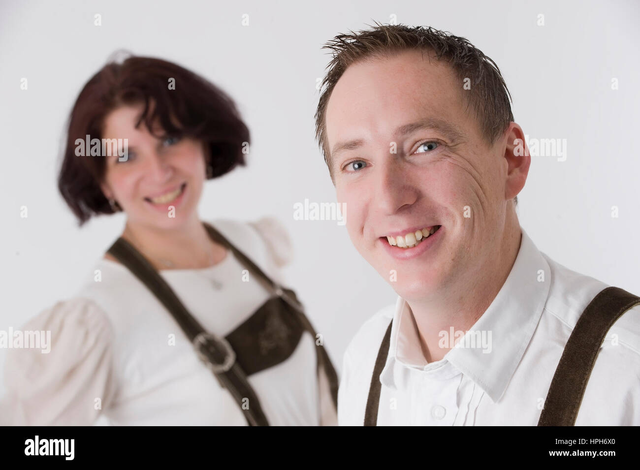 Paar in Lederhosen - couple in lederhosen, Model released Stock Photo ...