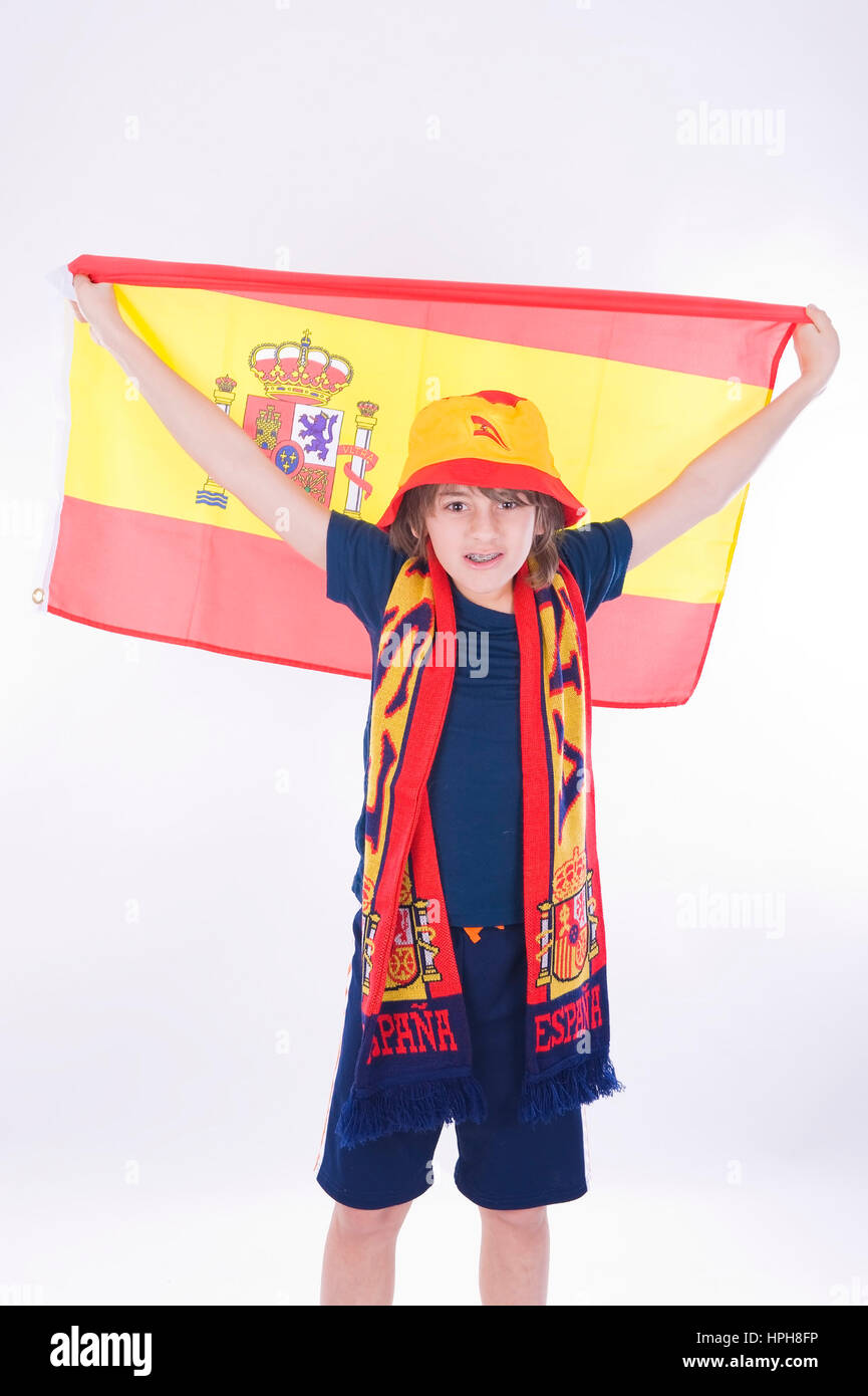 Spanischer Fussballfan - spanish soccer fan, Model released Stock Photo ...