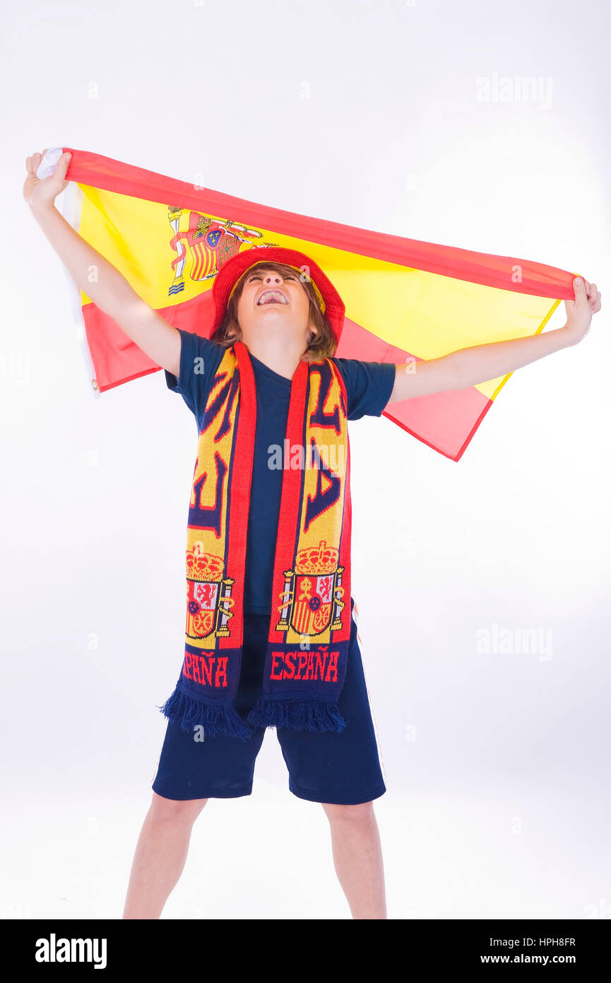 Spanischer Fussballfan - spanish soccer fan, Model released Stock Photo ...
