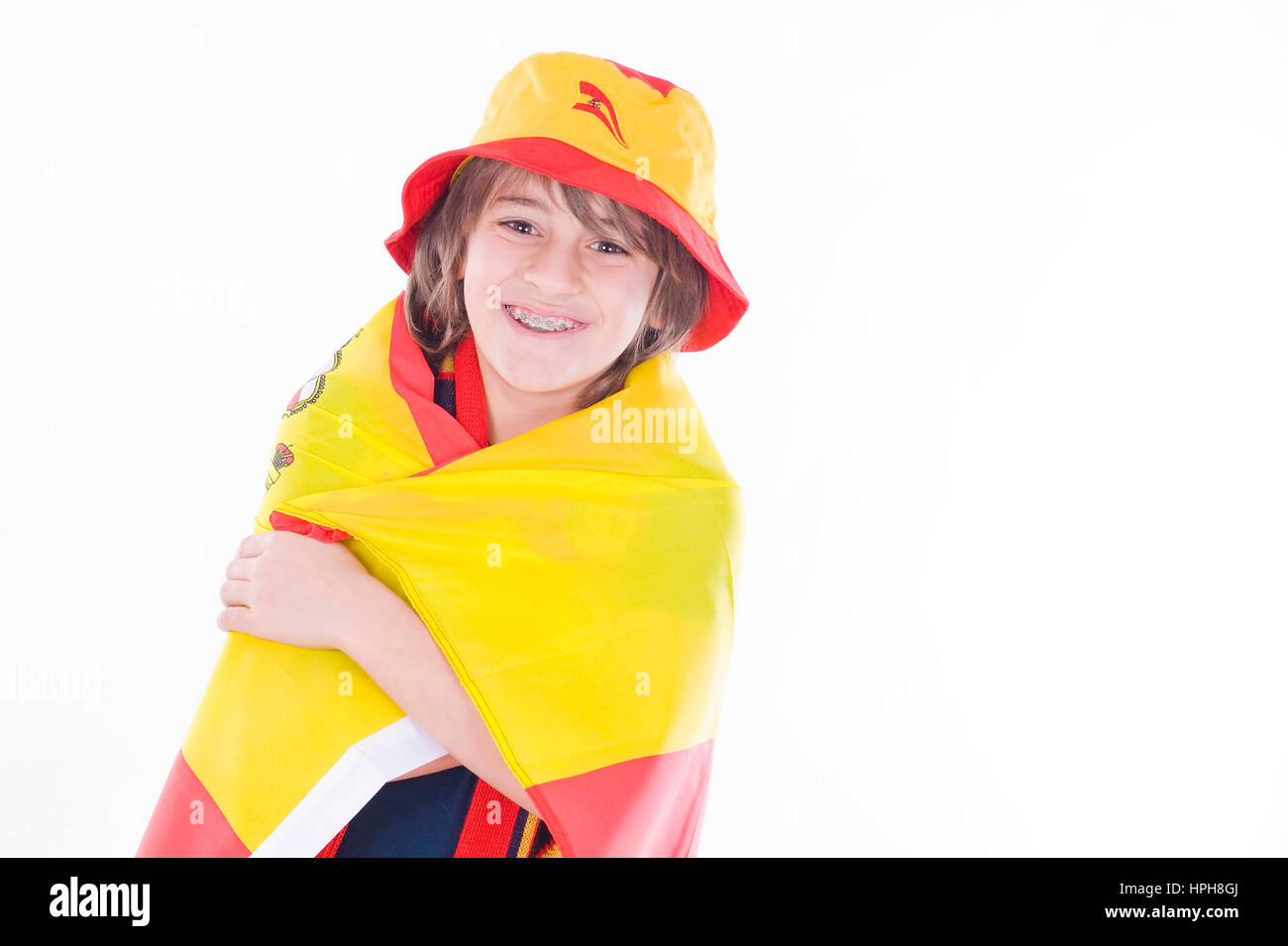 Spanischer Fussballfan - spanish soccer fan, Model released Stock Photo ...