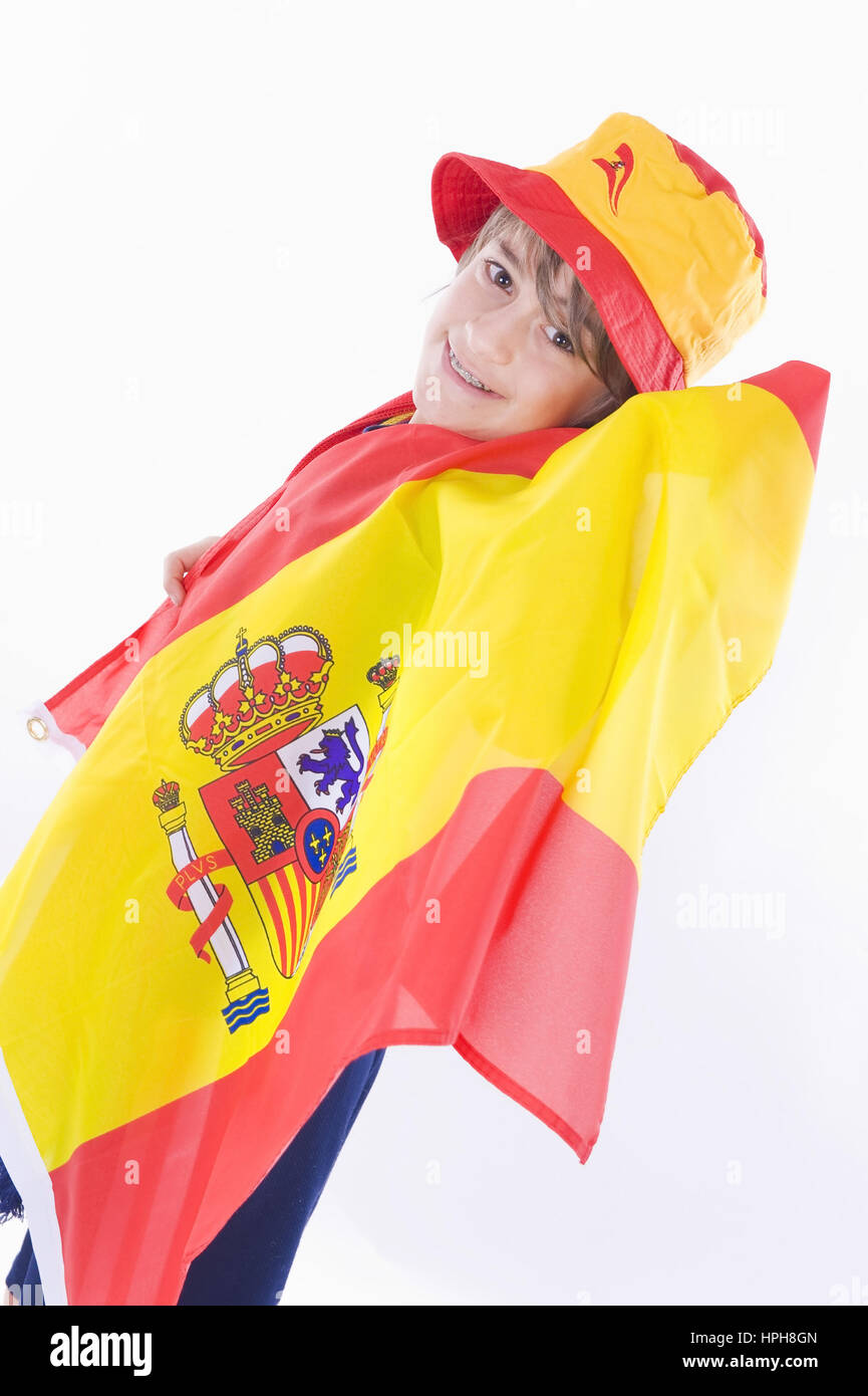 Spanischer Fussballfan - spanish soccer fan, Model released Stock Photo ...