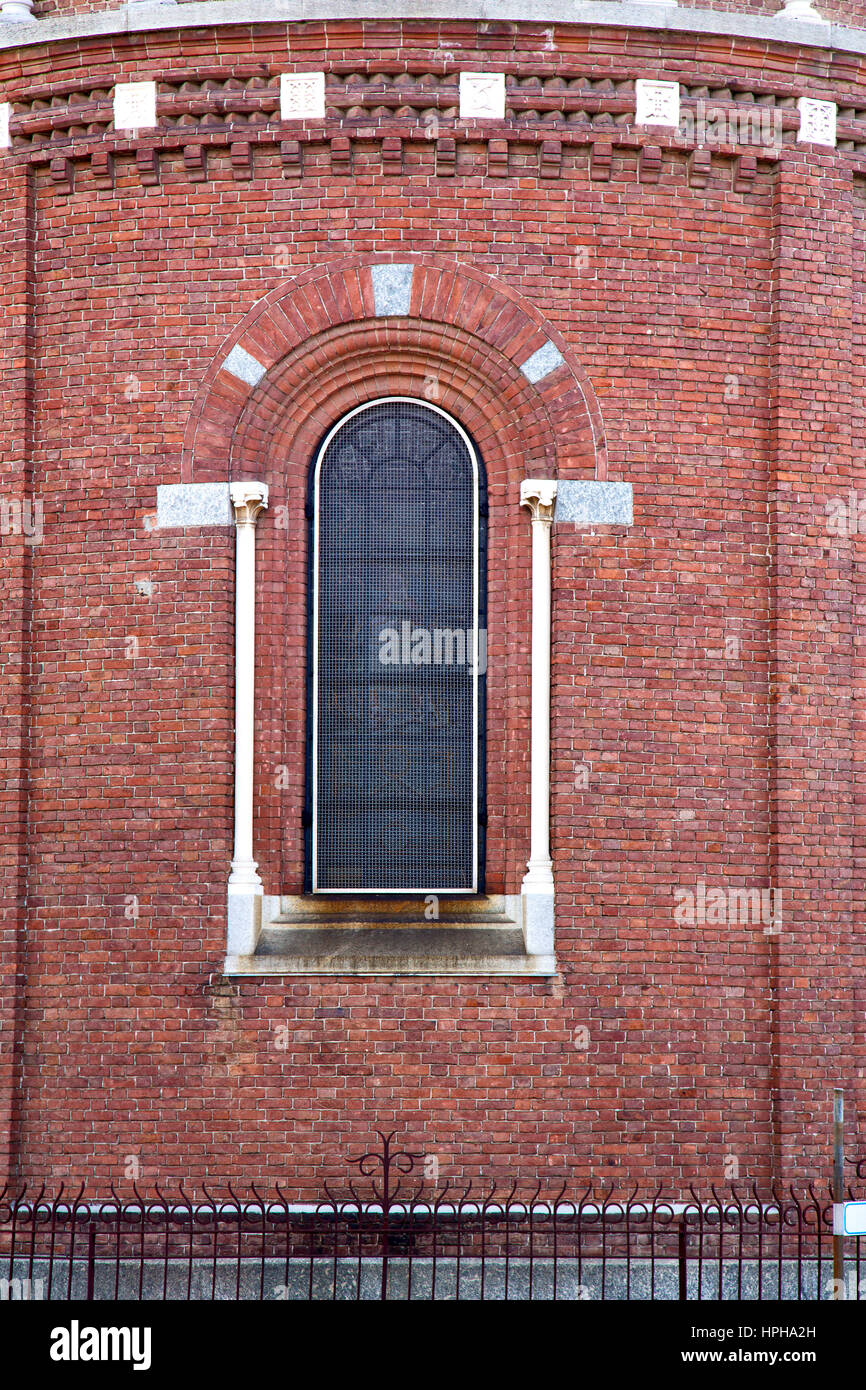 italy lombardy in the cardano campo old church closed brick tower wall ...