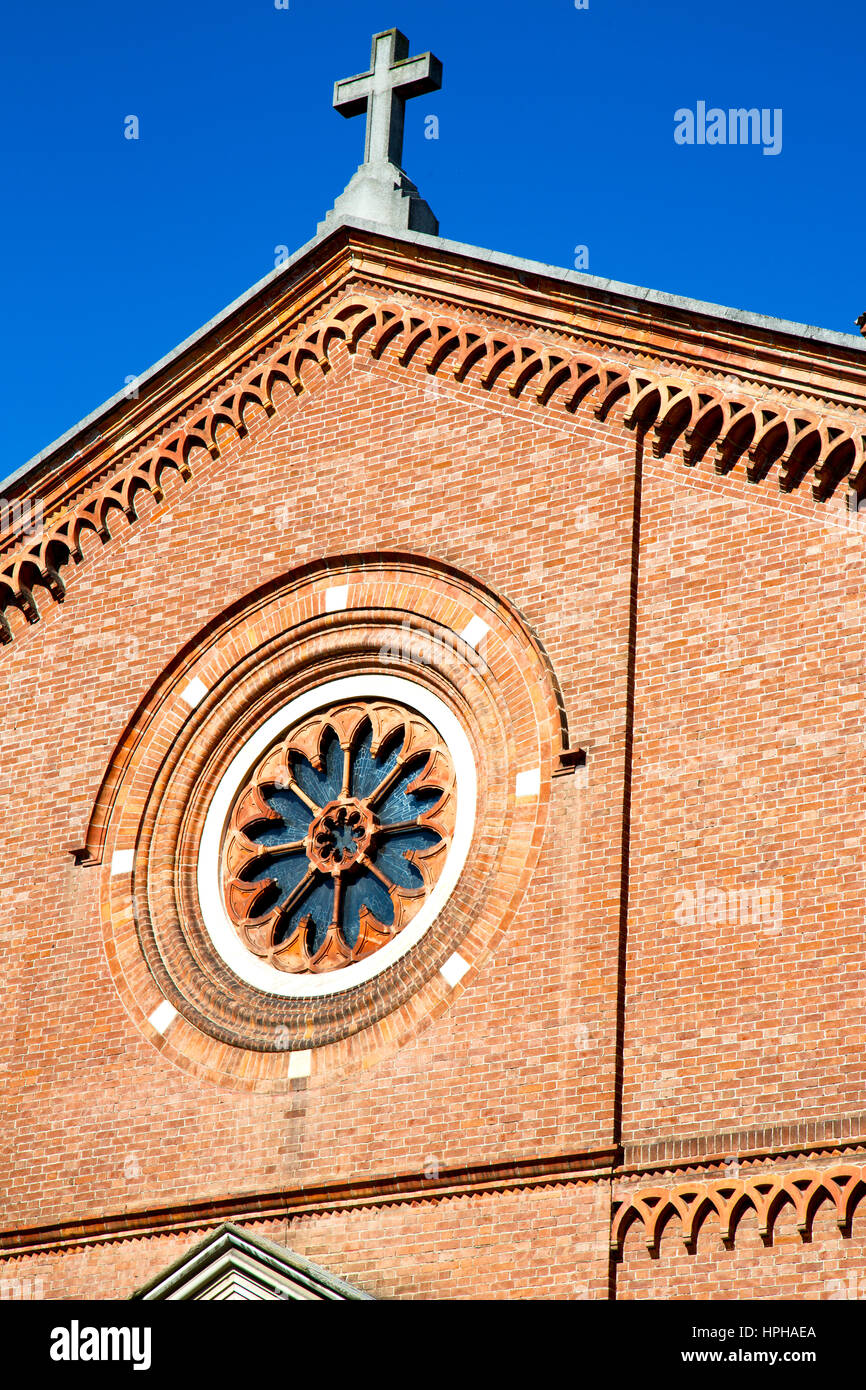 italy lombardy in the castellanza old church closed brick tower wall ...