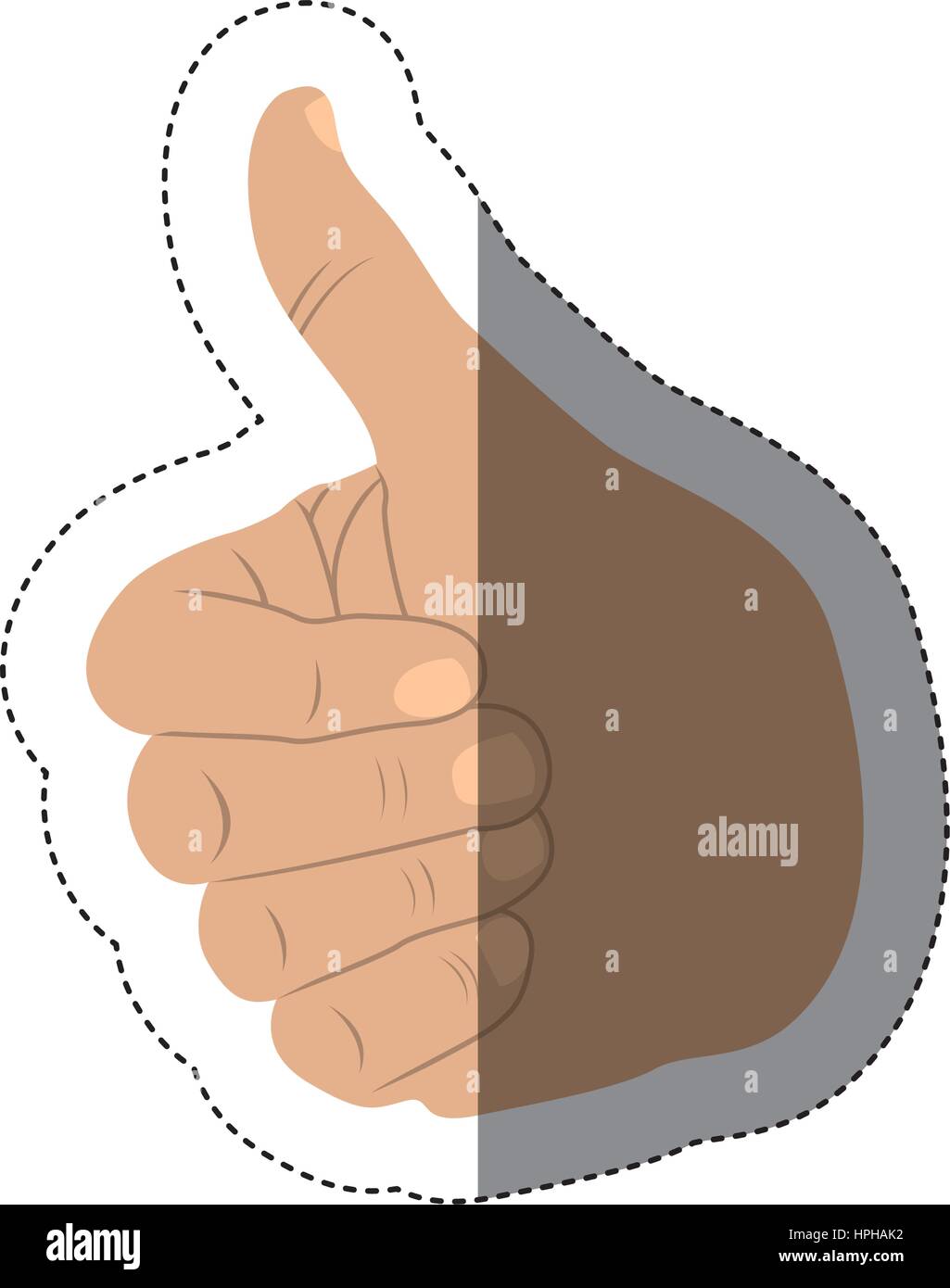 color sticker silhouette with hand with signal approved vector ...