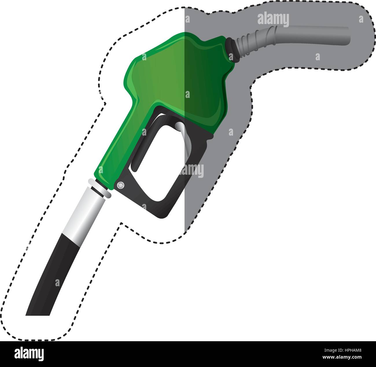 color sticker silhouette with gasoline pump nozzle vector illustration ...