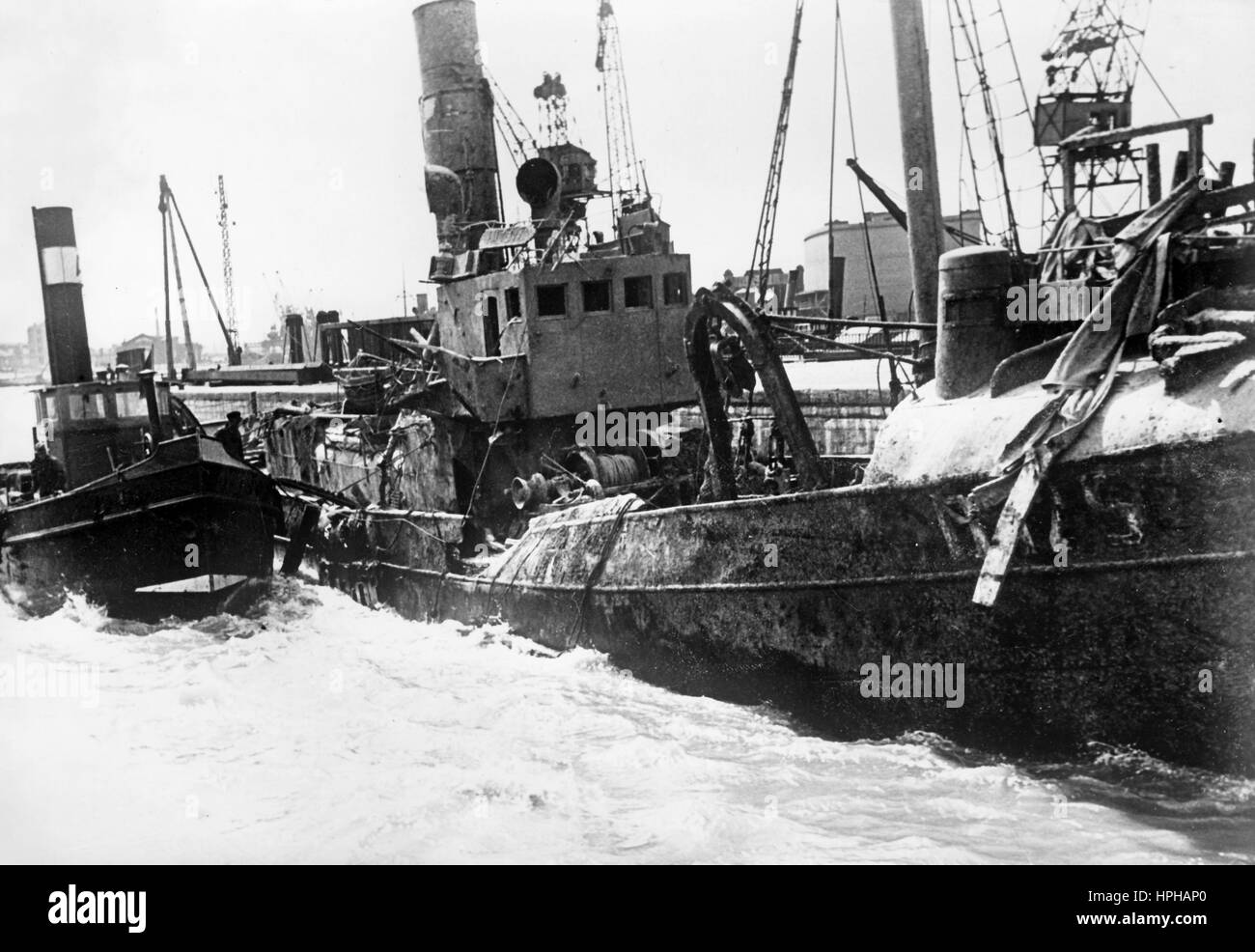 The Nazi propaganda image shows a ship sunk and then salvaged by the ...