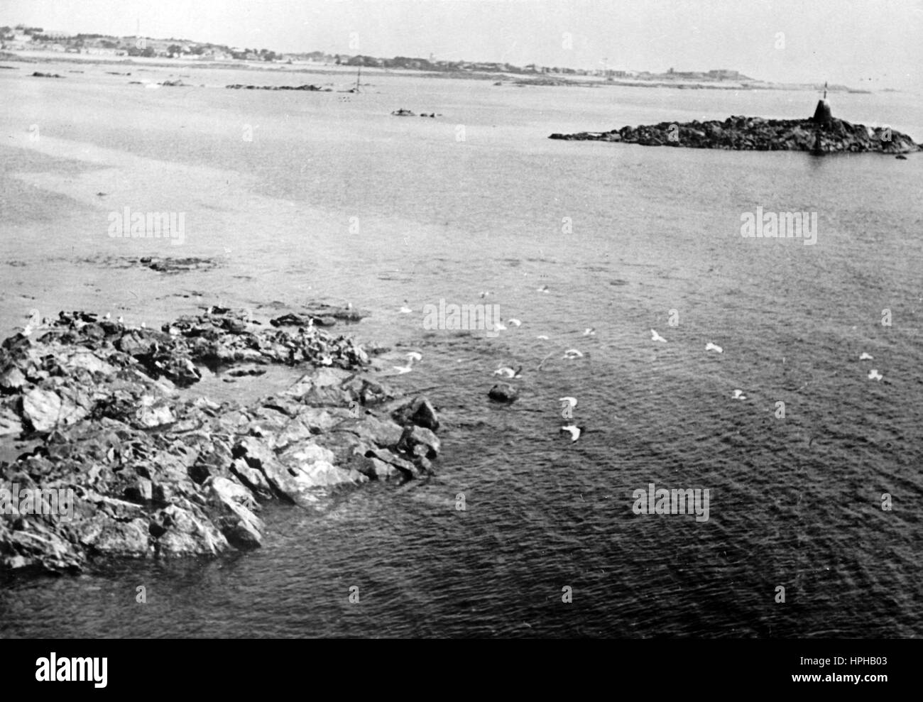 The Nazi propaganda image depicts the English Channel Guernsey after ...