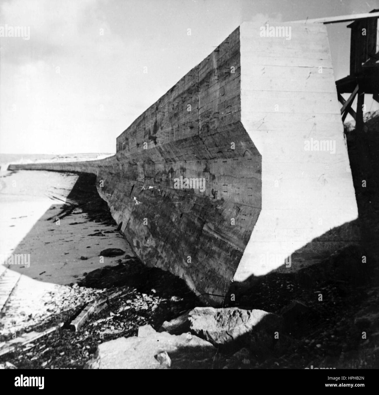 The Nazi propaganda image shows an anti-tank wall on the Atlantic Wall ...