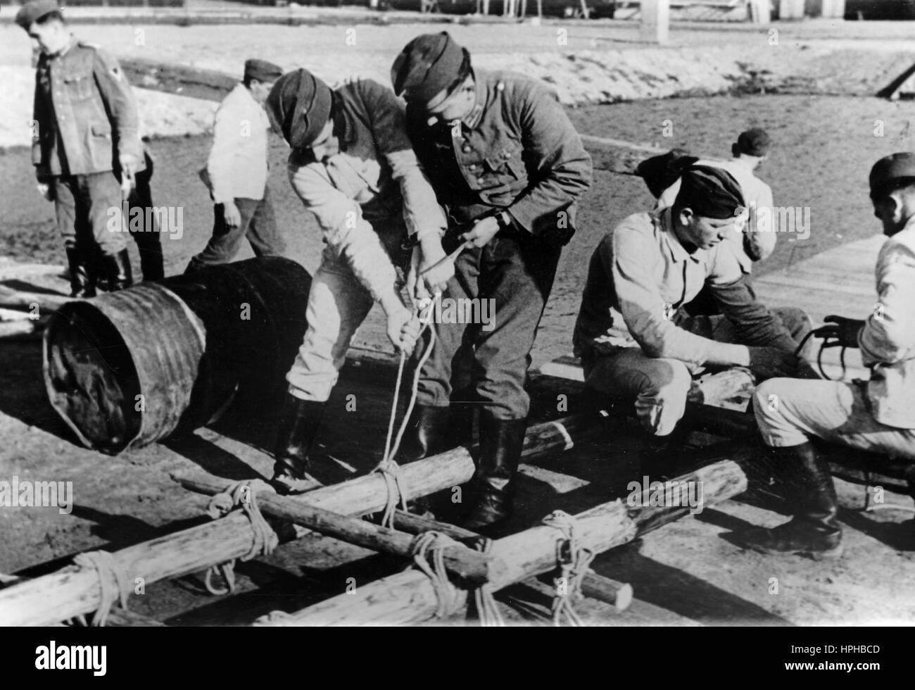 The Nazi propaganda images shows German Wehrmacht engineers with an ...