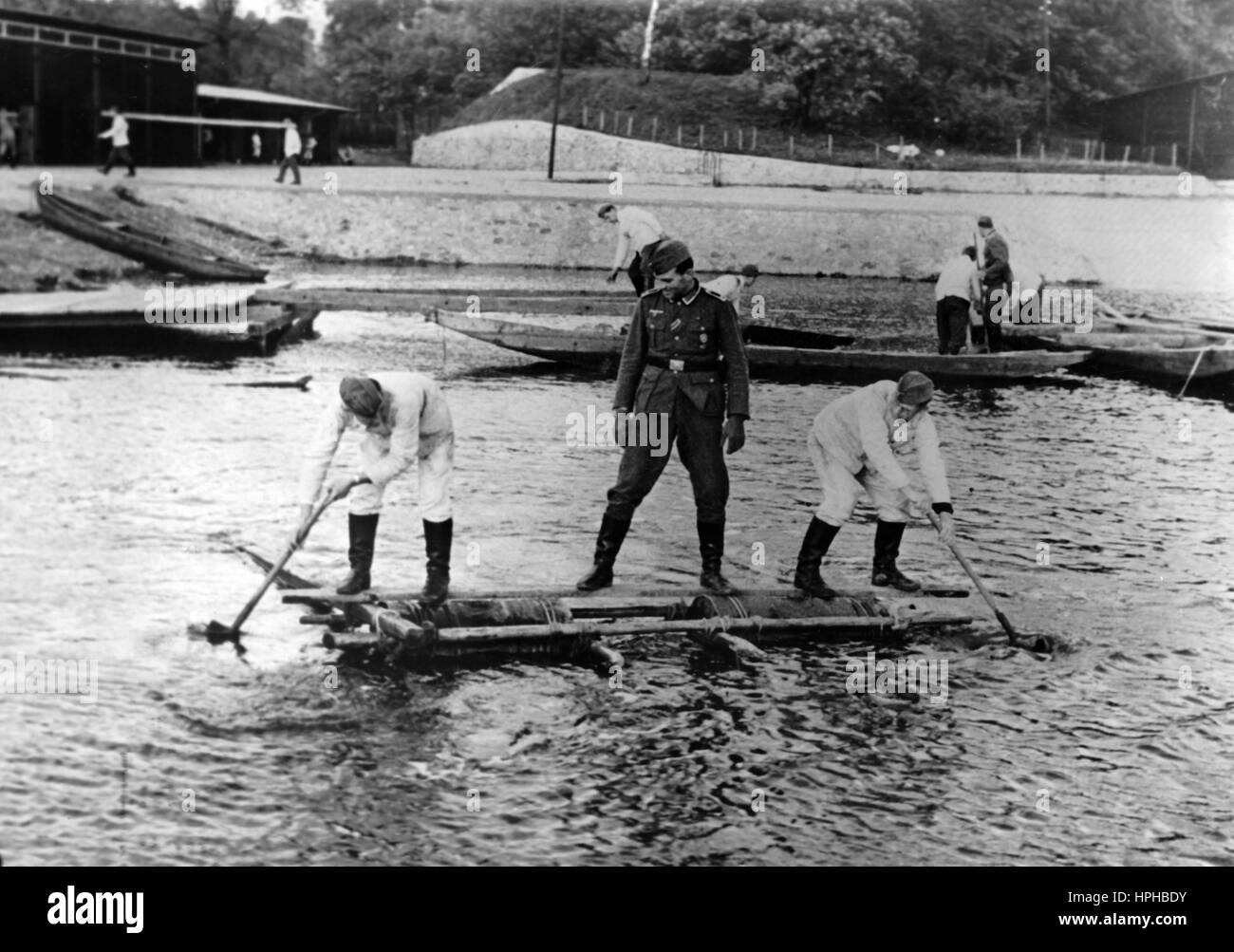 The Nazi propaganda images shows German Wehrmacht engineers with an ...