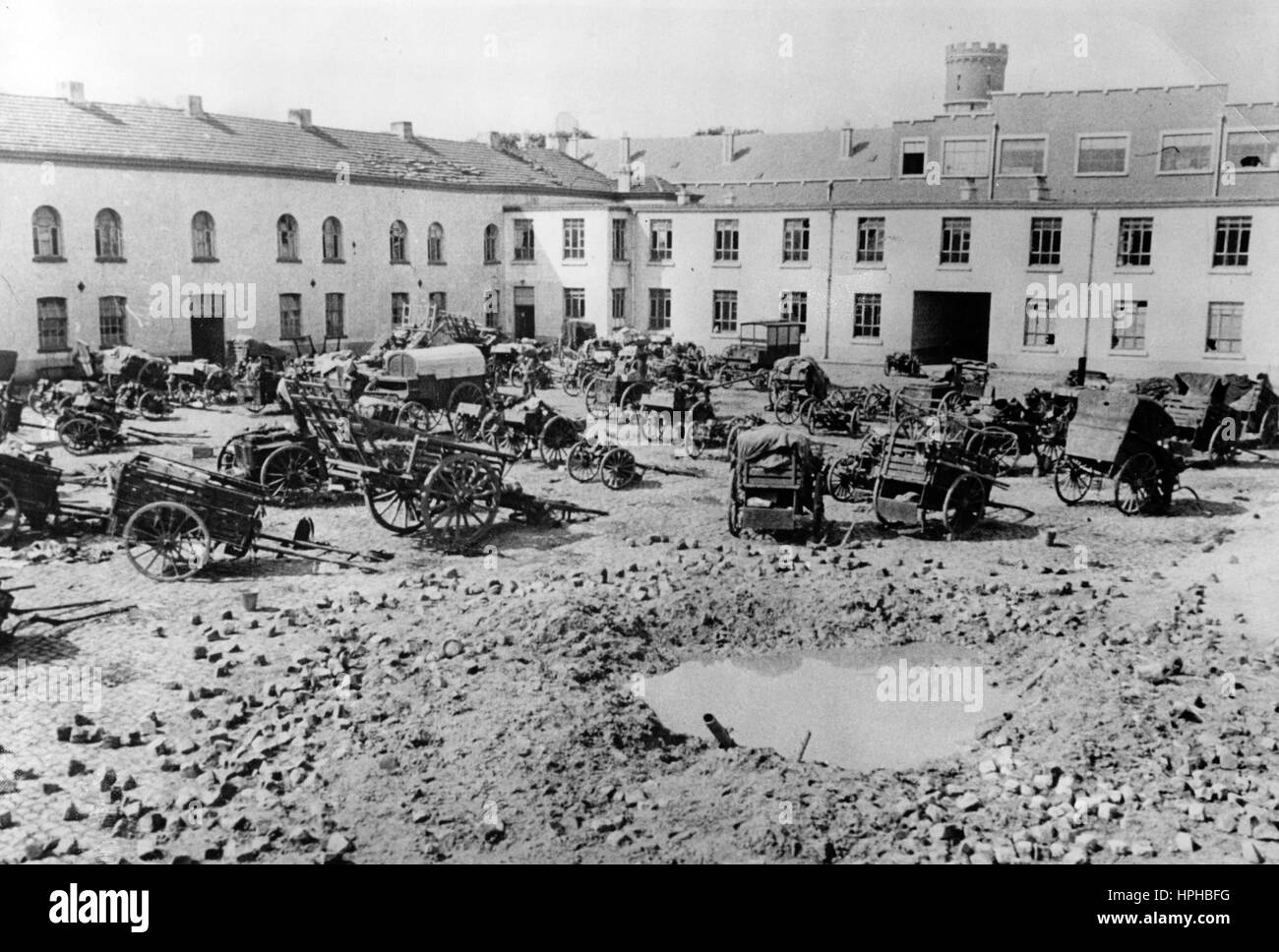 The Nazi propaganda image shows a Belgian barracks in Ostende, which ...