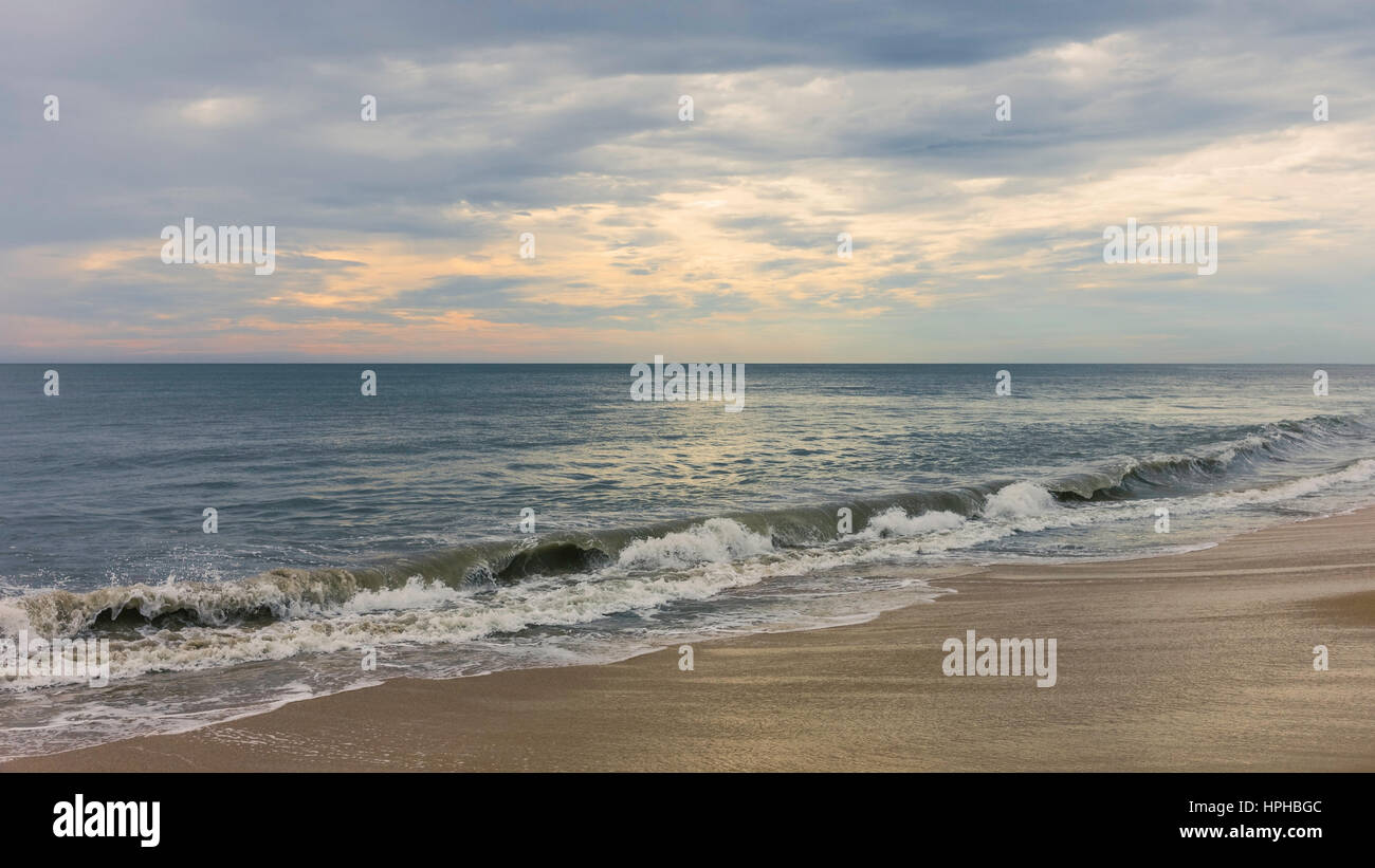 Kannur, Kerala, India. View from the sandy beach across the Arabian Sea ...