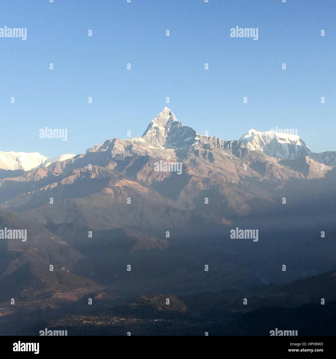 Annapurna Mountain Range view after sunrise from Sarangkot viewpoint ...