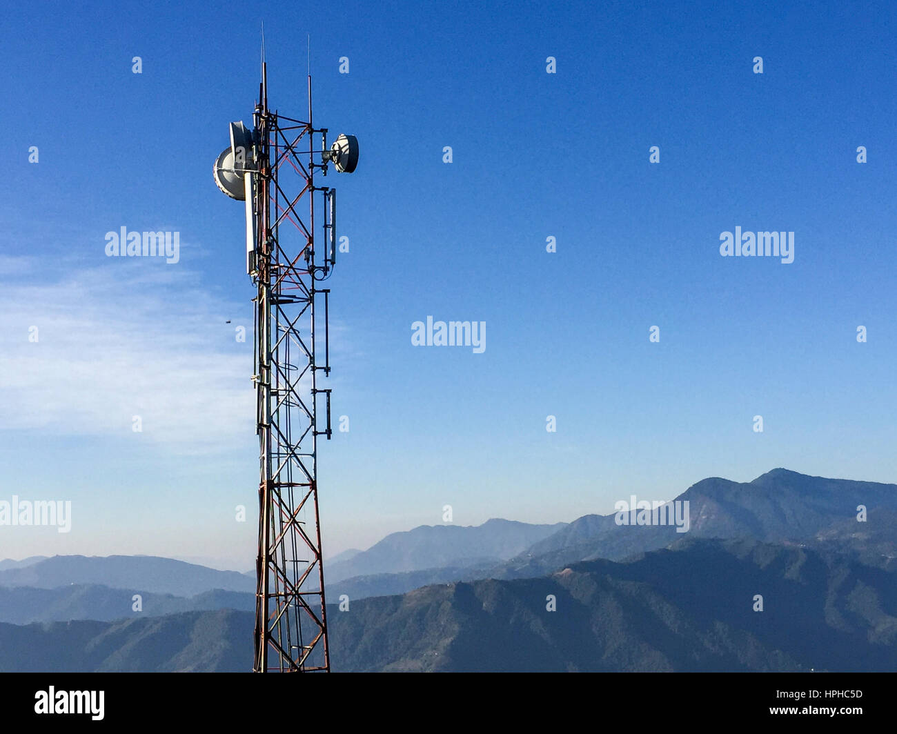 Telecommunication or cellular tower at Sarangkot in Pokhara Nepal Stock ...