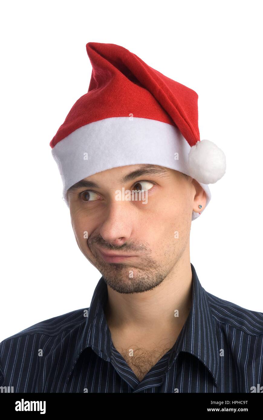 Man in a santa hat Stock Photo - Alamy
