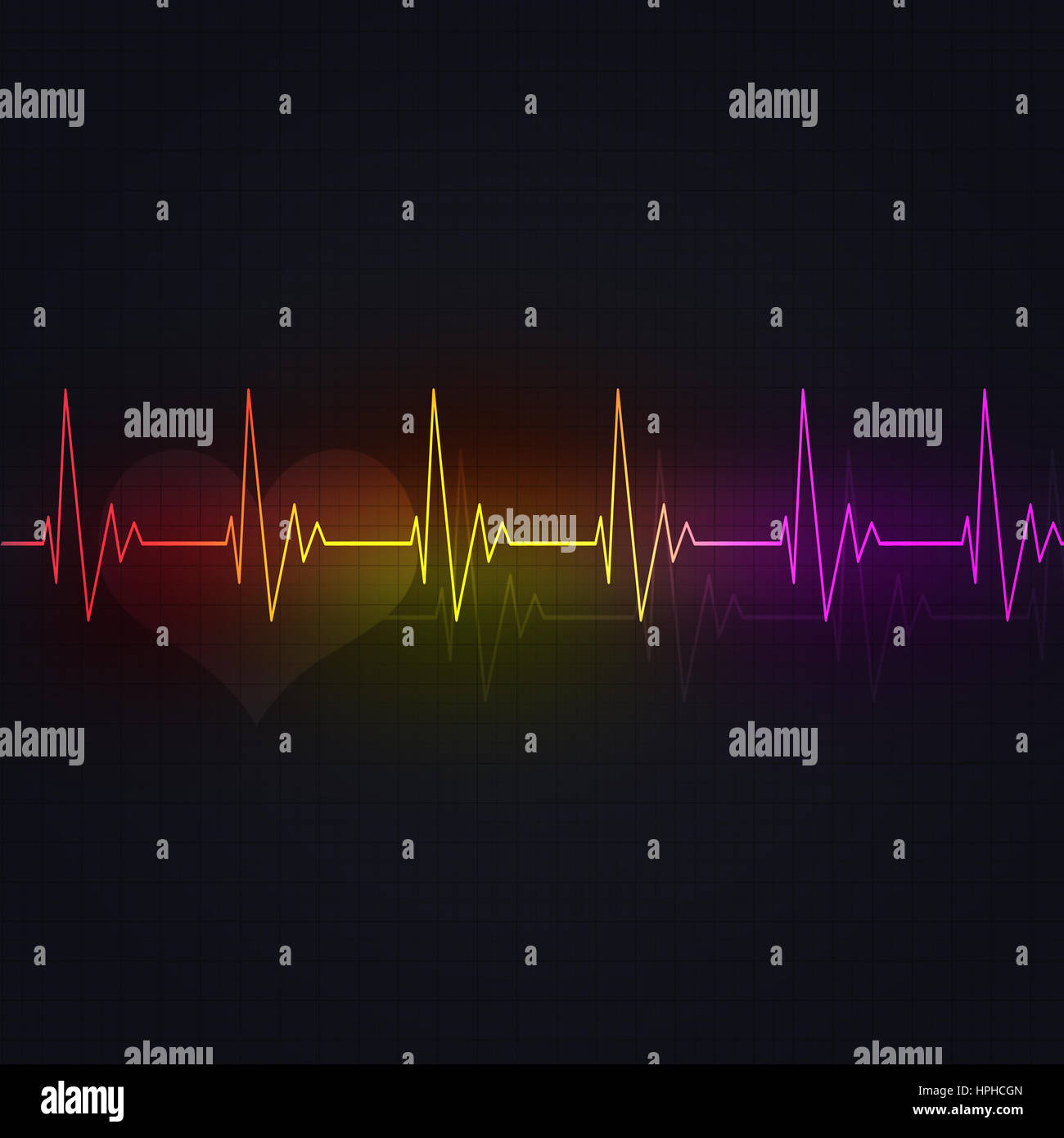 heart pulsating rhythm graph abstract multicolor background Stock Photo ...
