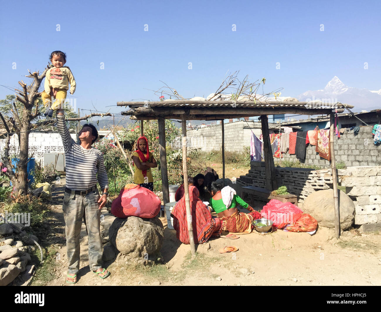 Daily life on the slum area near the Pokhara Town in Nepal Stock Photo ...