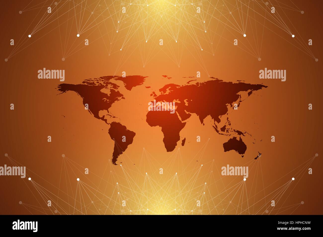 Political World Map with global technology networking concept. Digital ...