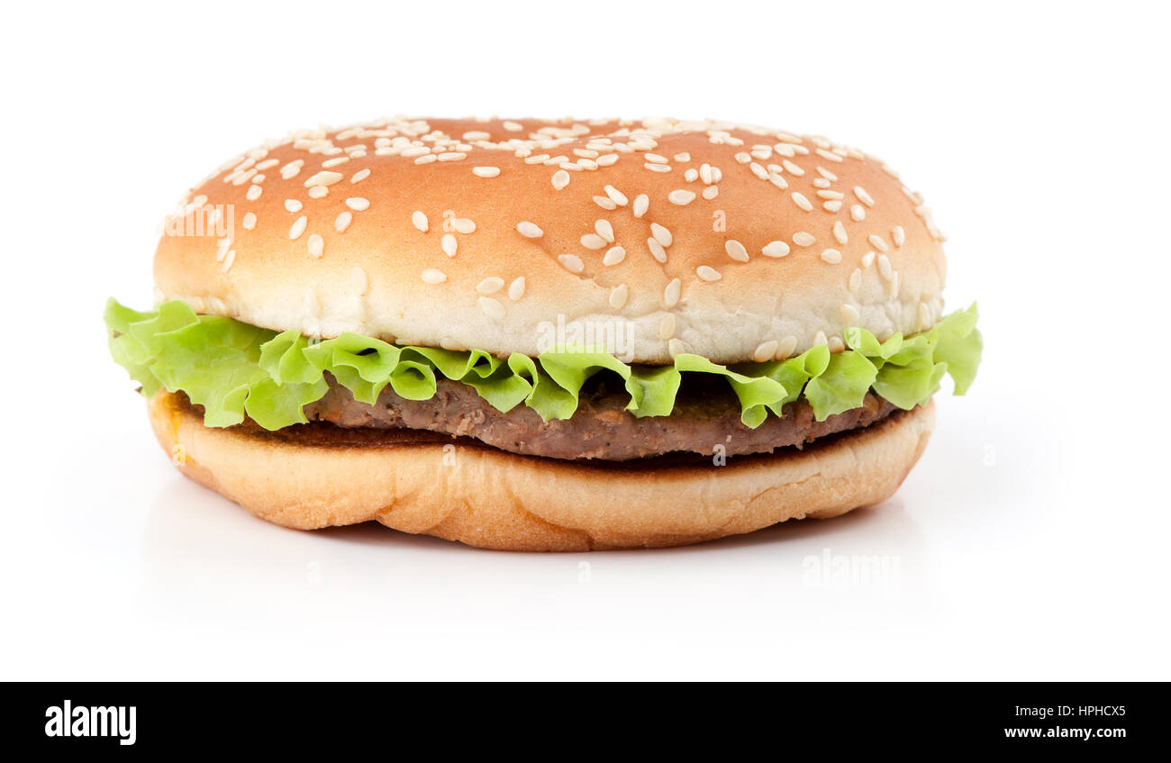 Tasty hamburger isolated on white background Stock Photo - Alamy