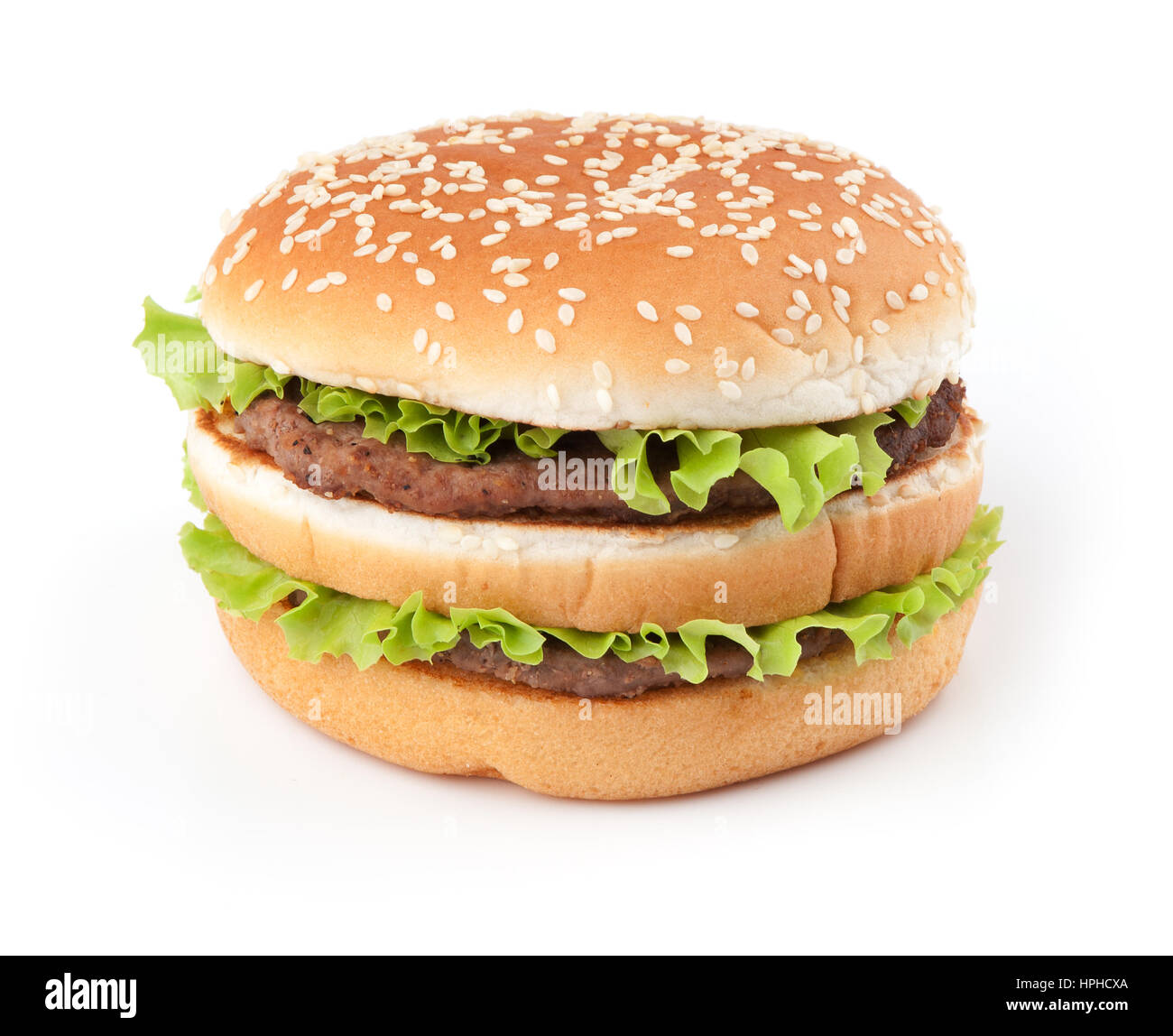 Tasty big hamburger isolated on white background Stock Photo - Alamy