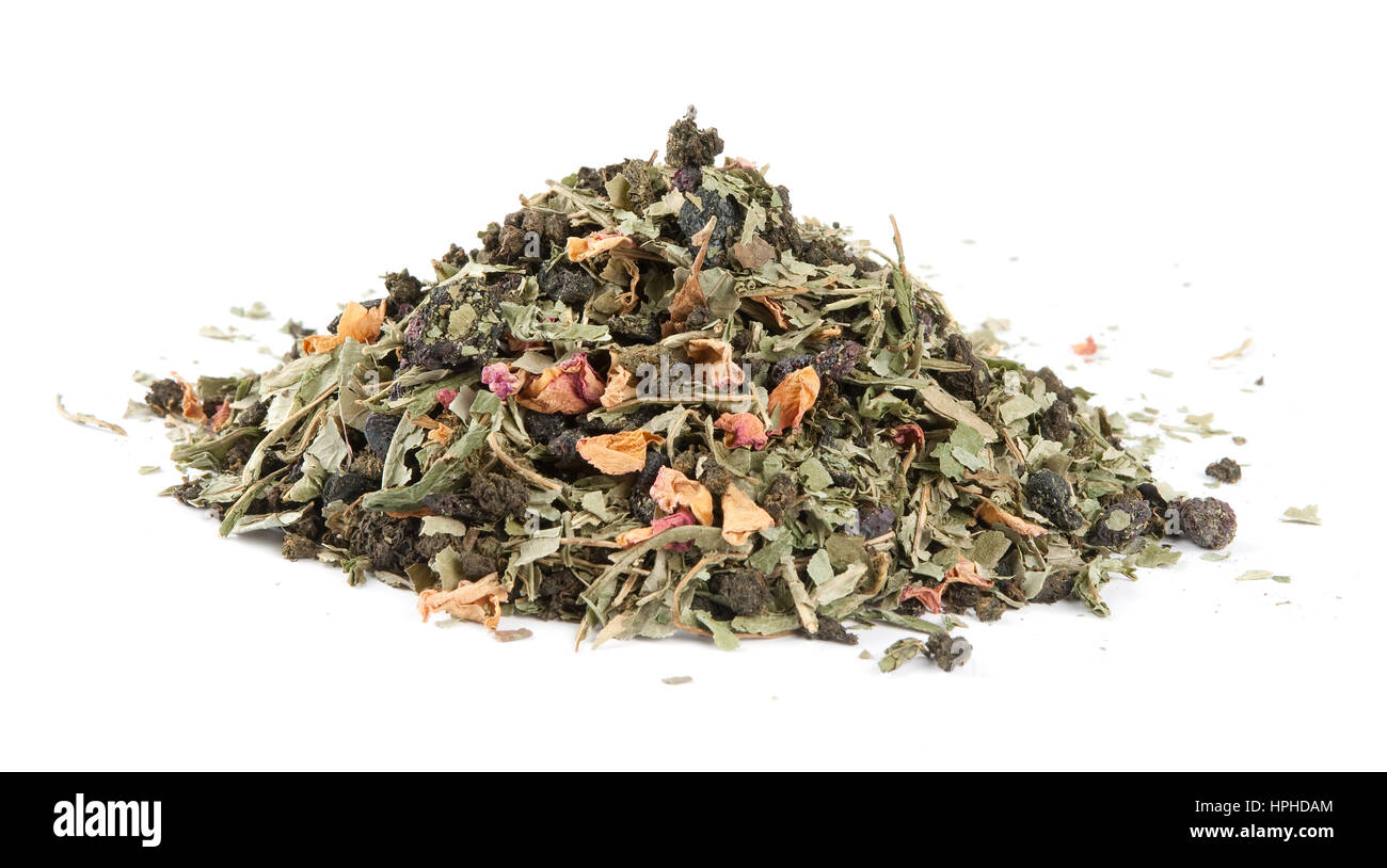 heap of herbal tea isolated over white background Stock Photo - Alamy