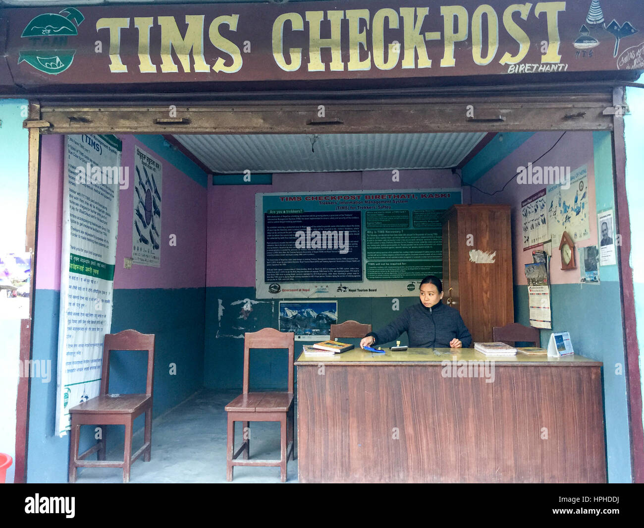 TIMS Check Post at Gorepani. A checkpoint office before entering and ...