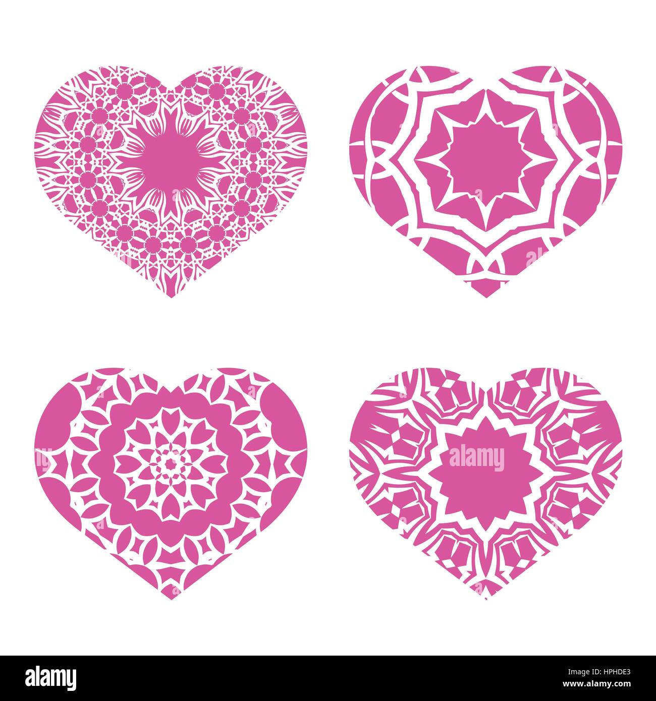 Romantic Pink Heart Set. Symbol of Valentine's Day Stock Vector Image ...