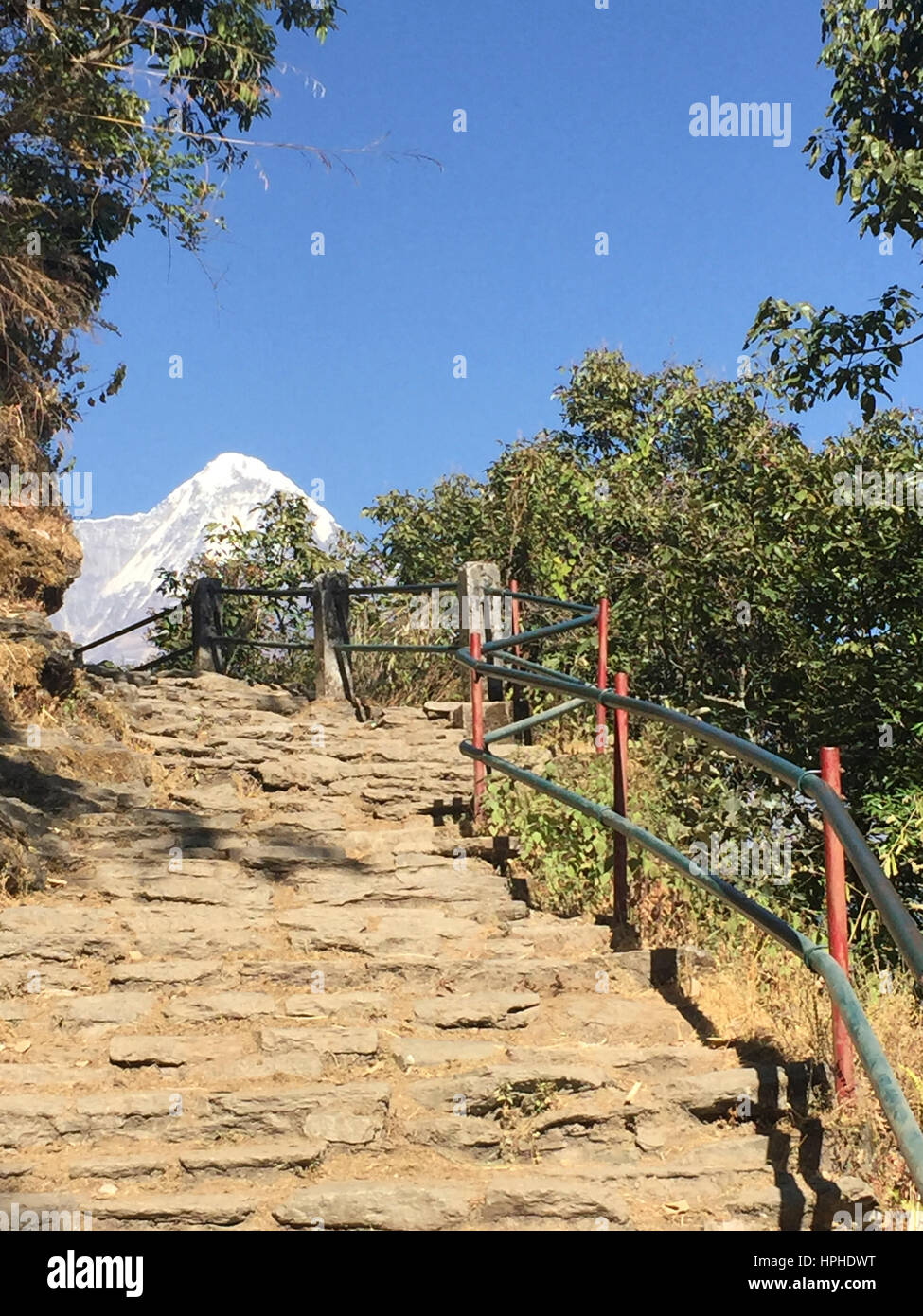 Machhapuchhare Fishtail mountain and Annapurna Himalaya Nepal range ...