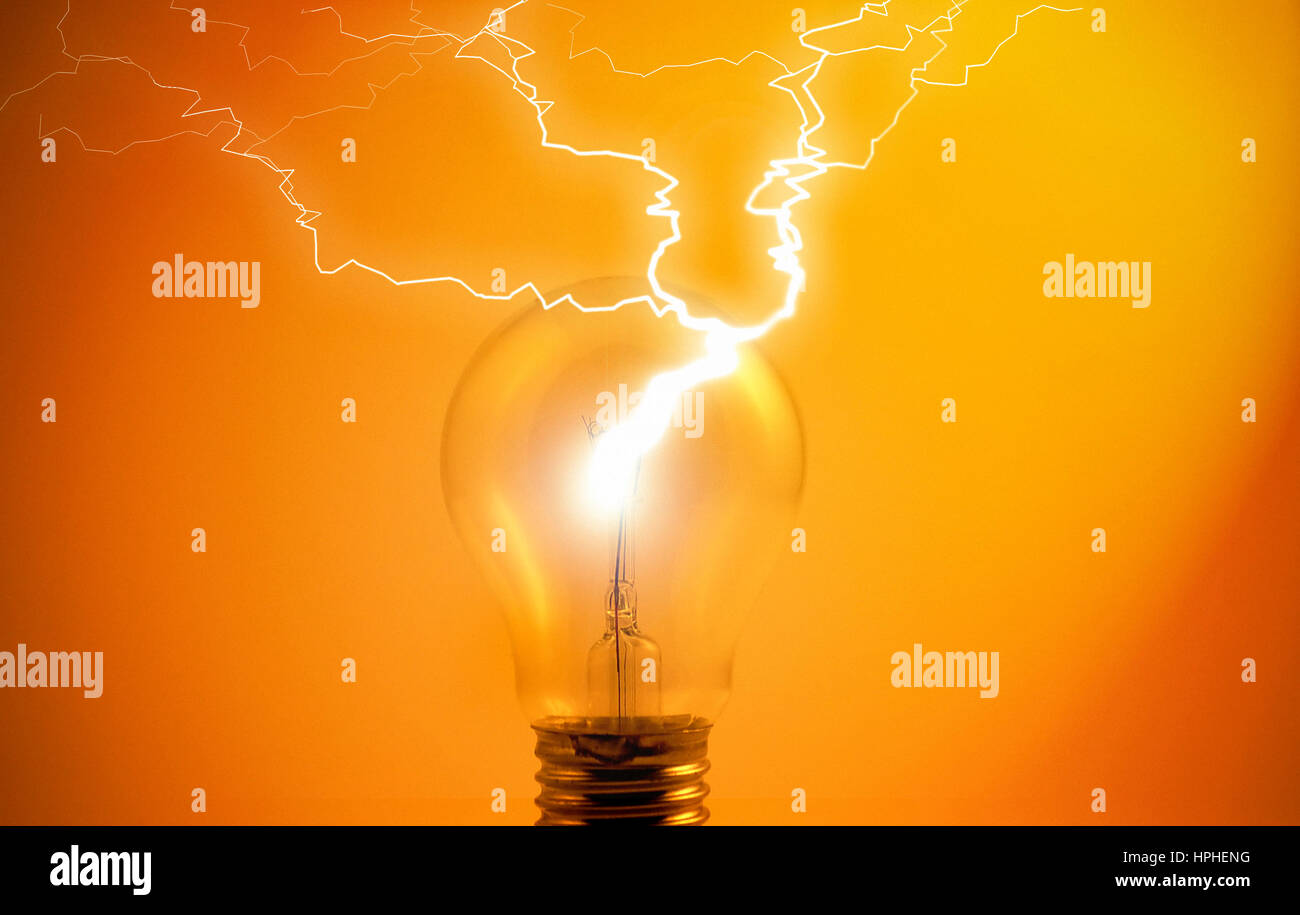 light bulb with lighting coming out of it Stock Photo - Alamy